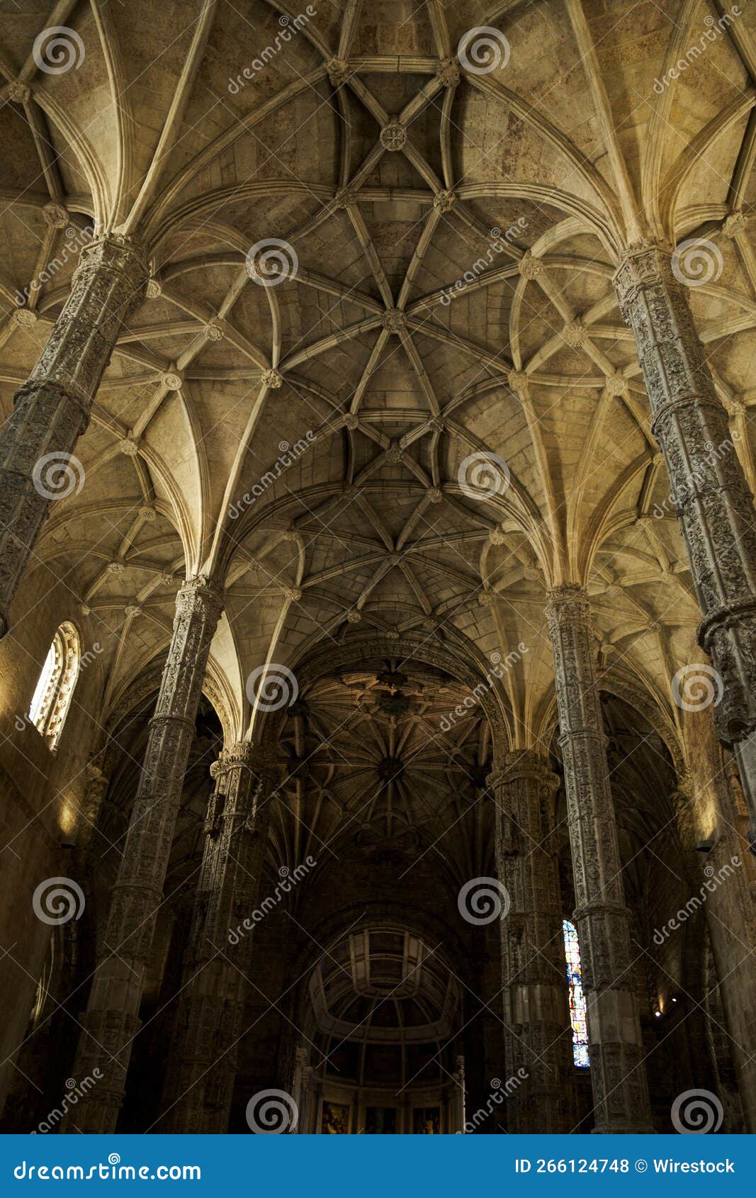 Vertical Closeup of an Inside View of Jeronimos Monastery with an ...
