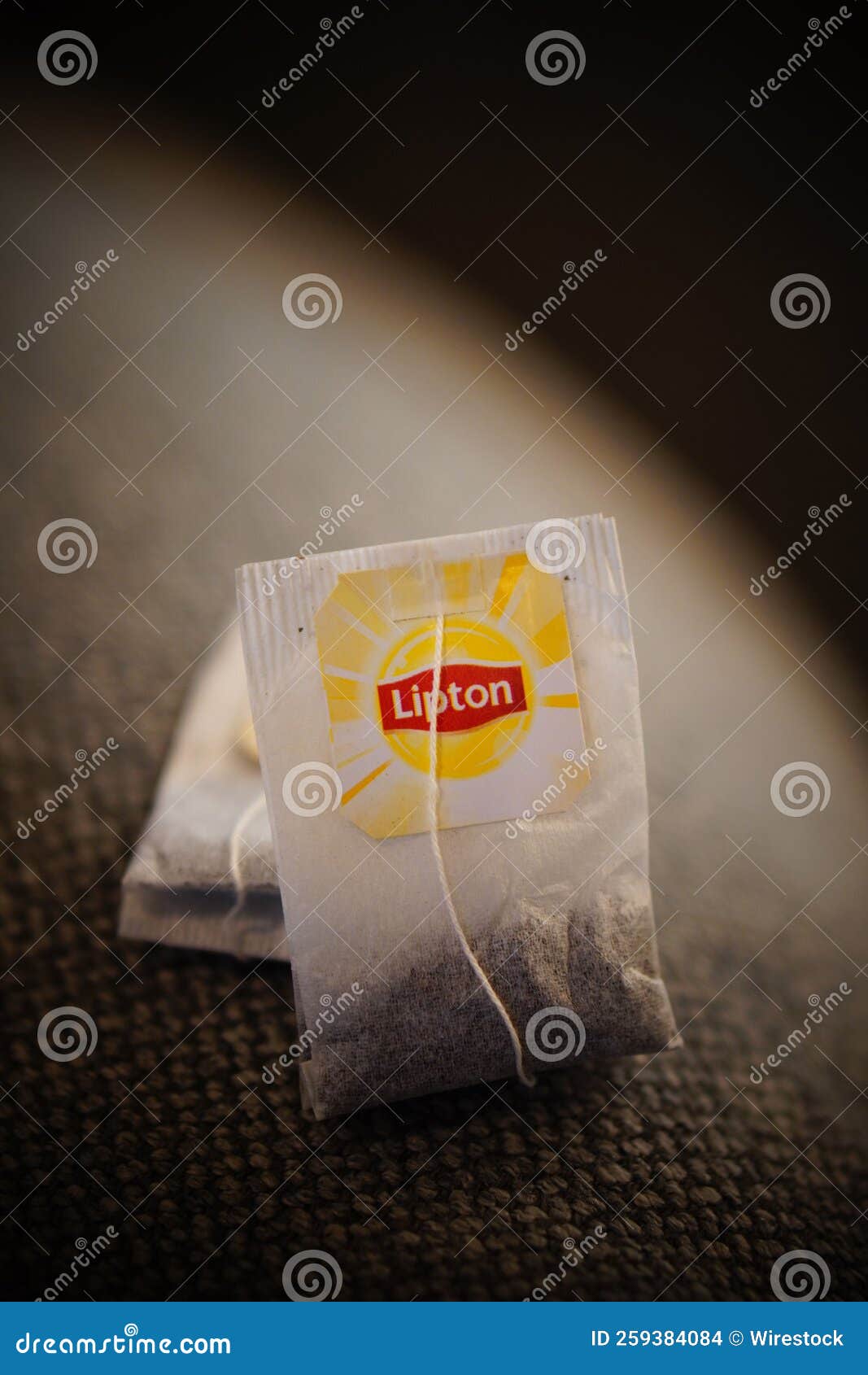 Vertical Closeup of Lipton Brand Black Tea Bag on the Table Editorial ...