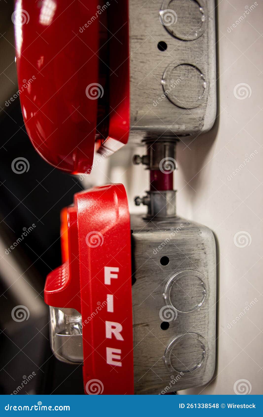 Vertical Closeup of a Red Fire Alarm System Sensor Stock Photo - Image ...