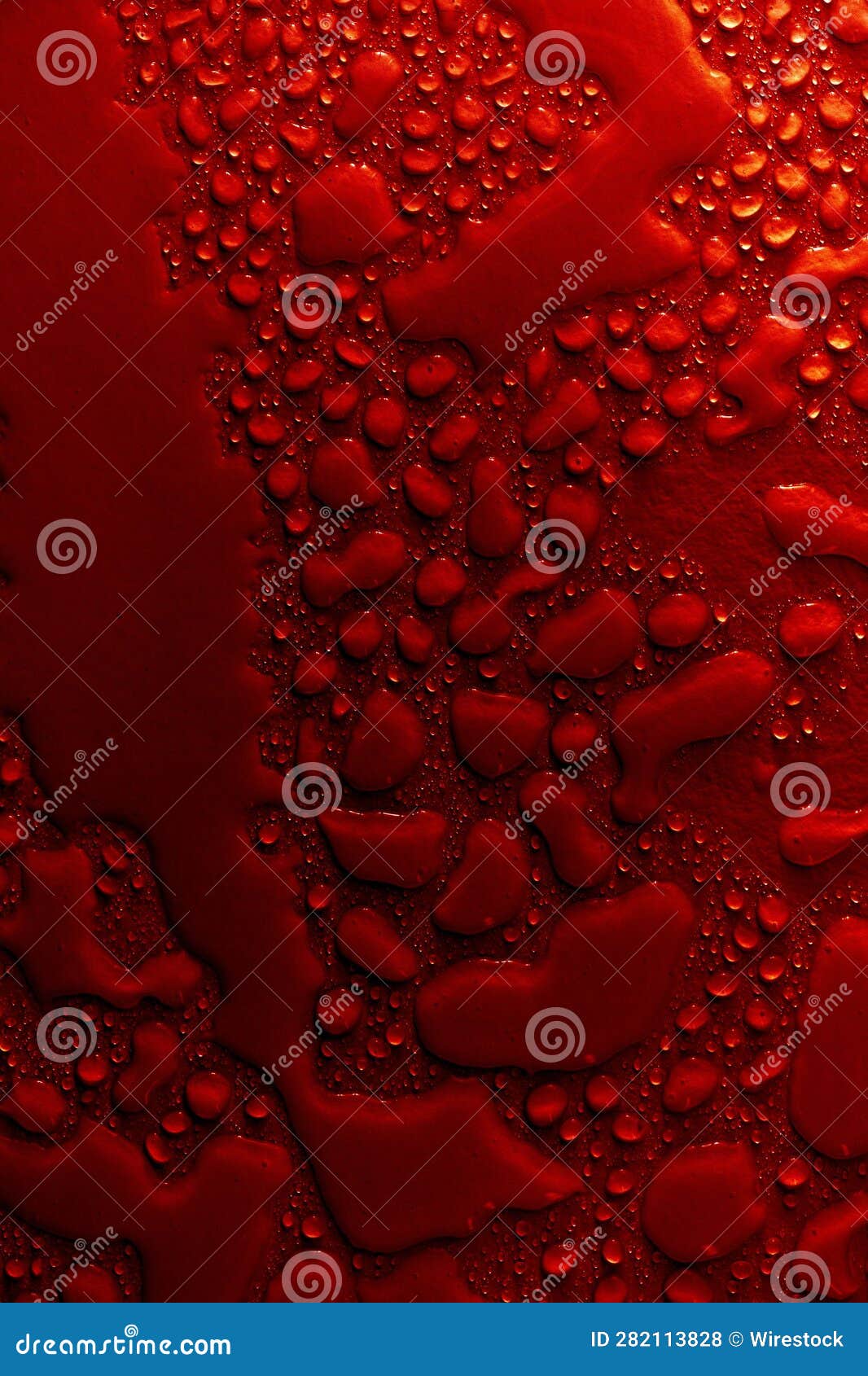 Vertical Closeup of a Red Surface Covered with Waterdrops Stock ...