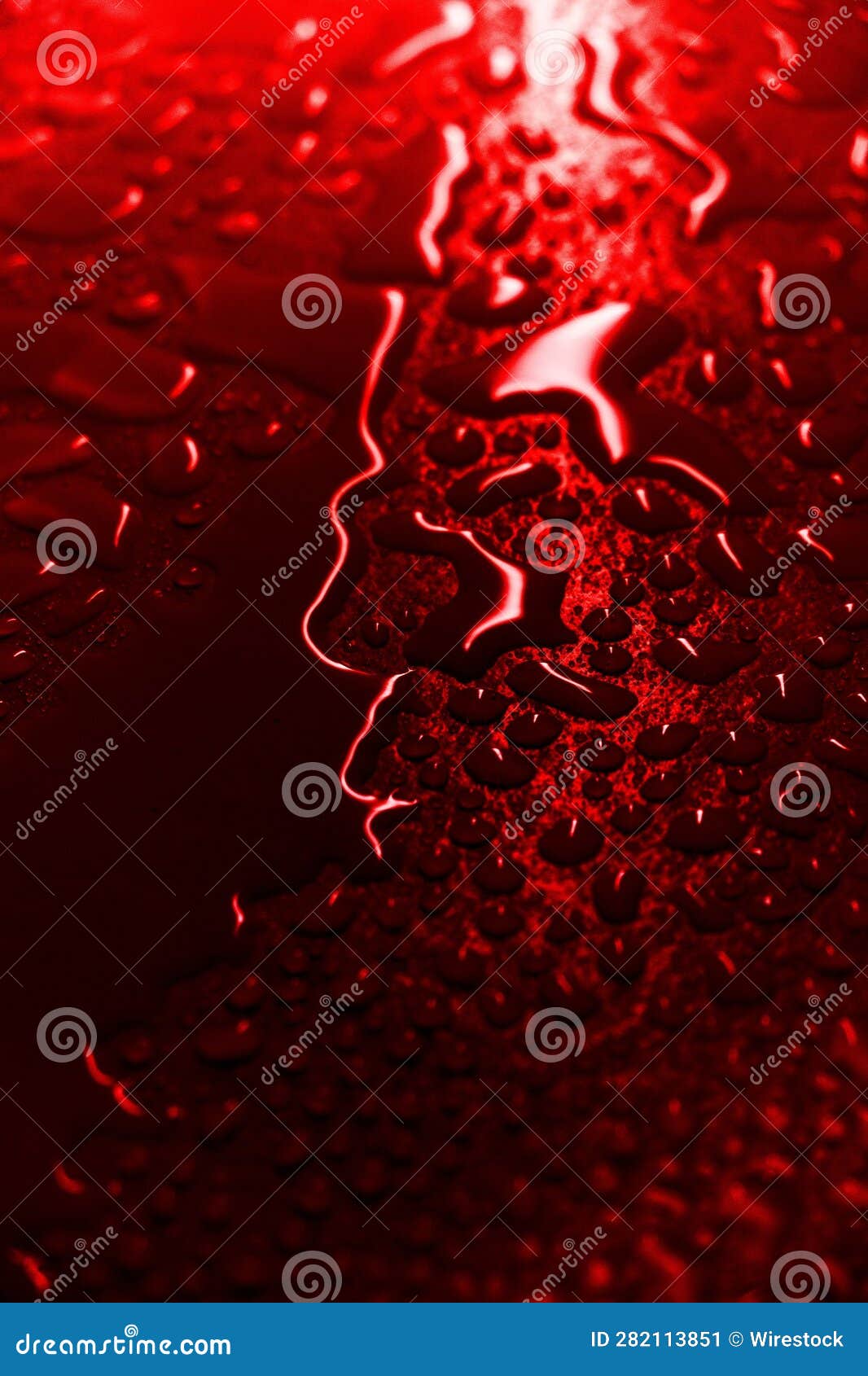 Vertical Closeup of a Red Surface Covered with Waterdrops Stock ...