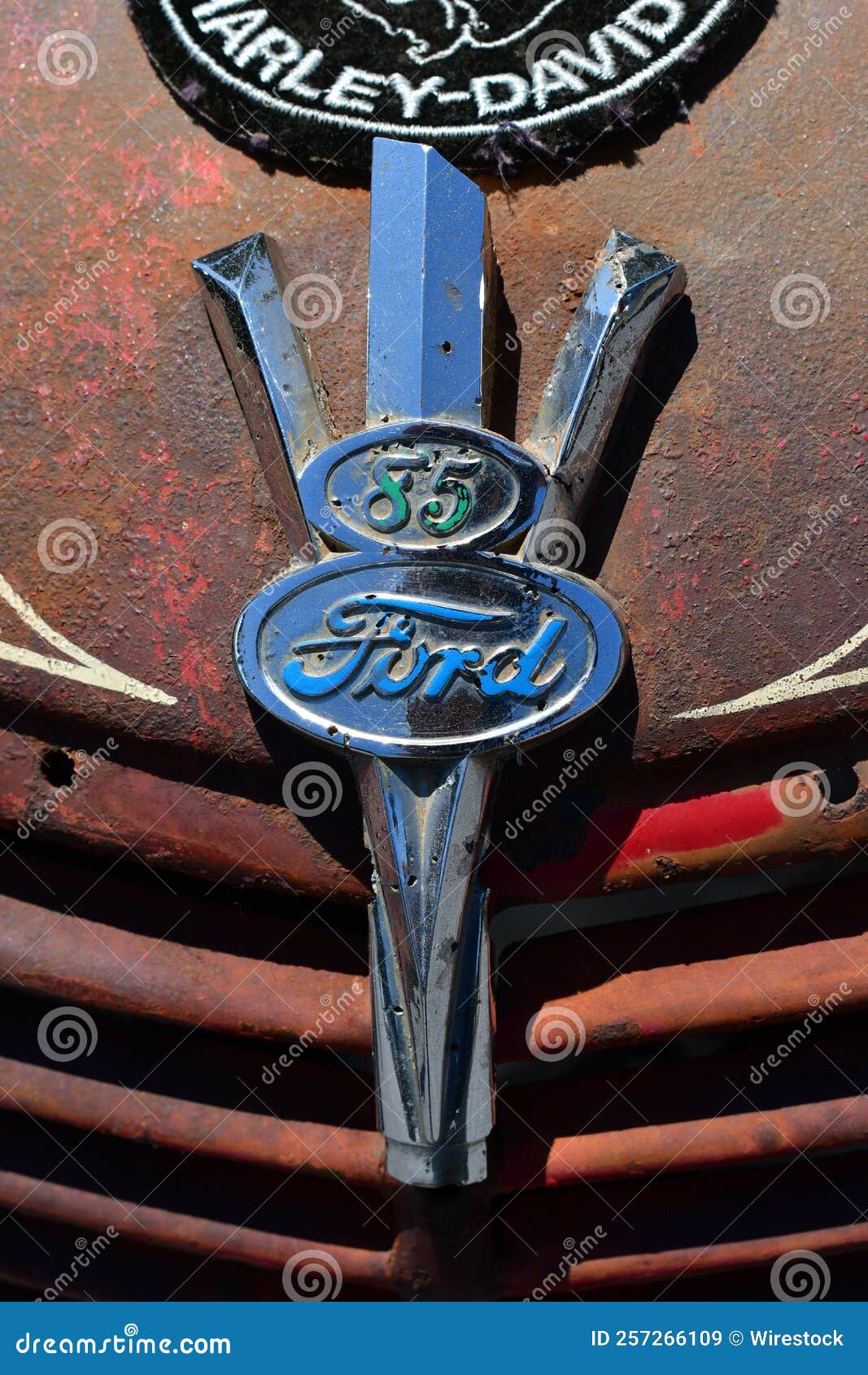 Vertical Closeup of a Rusty Ford Car Emblem Editorial Stock Image ...