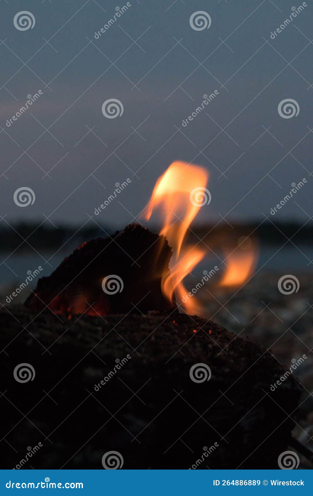 Vertical Closeup Shot of a Campfire at the Beach. Stock Image - Image ...