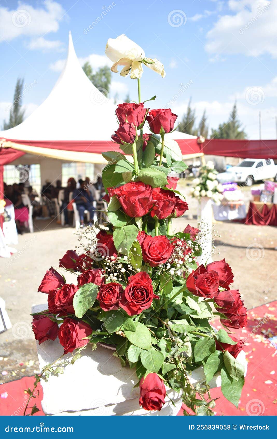 Vertical Closeup Shot of a Composition with Red Roses Editorial Stock ...