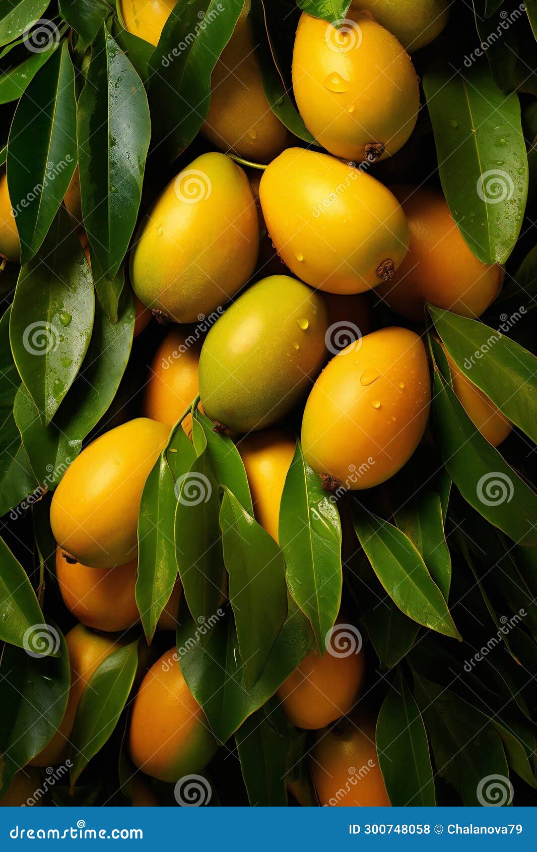 A Vertical Closeup Shot of a Ripe Mango Hanging from a Tree, Vertical ...