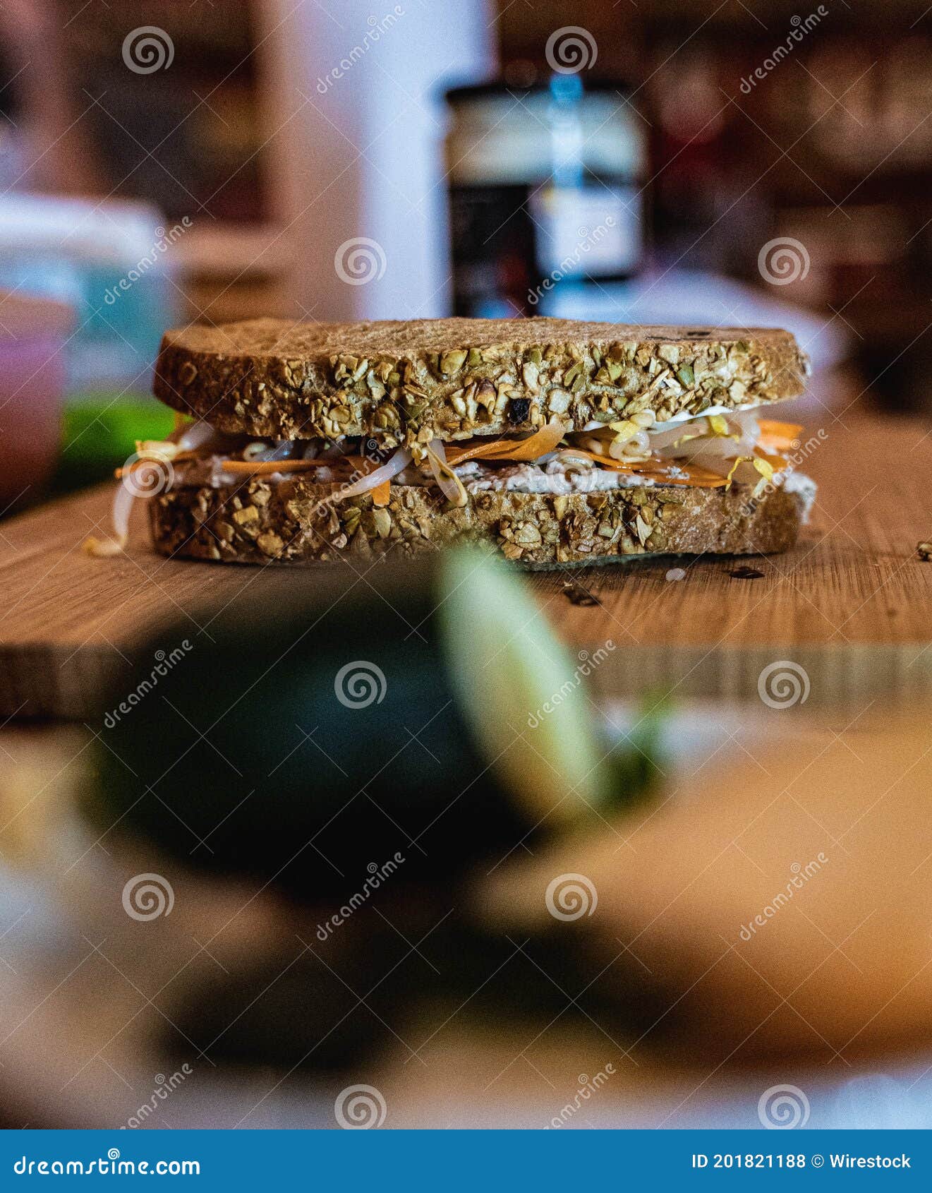 Vertical Closeup Shot of a Sandwich with Brown Bread Stock Photo ...