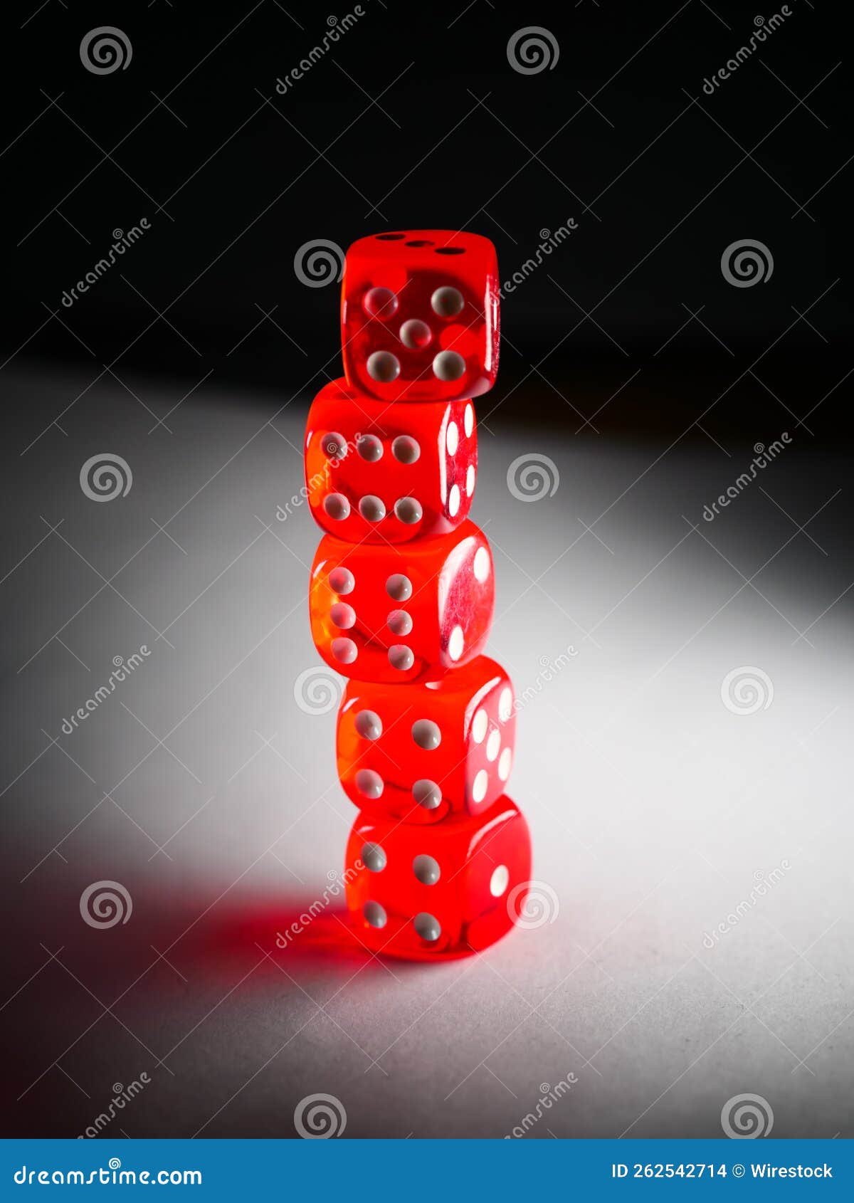 Vertical Closeup Shot of a Stack of Red Die Stock Photo - Image of ...