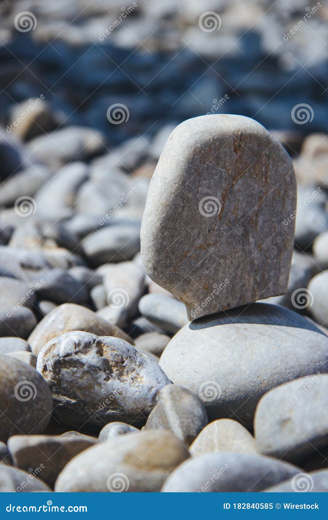 Vertical Closeup Shot of a Standing Out Pebble on the Pebble Ground ...