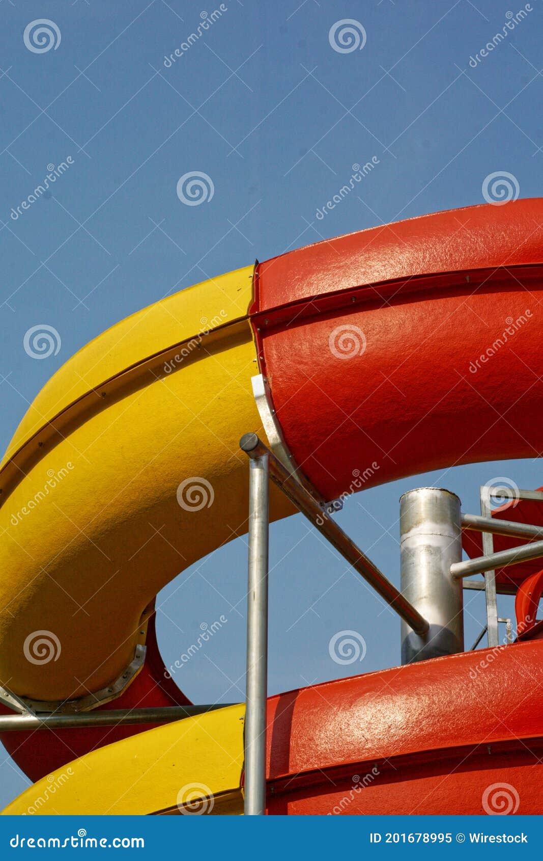 Vertical Closeup Shot of a Turning Red and Yellow Waterslide Stock ...