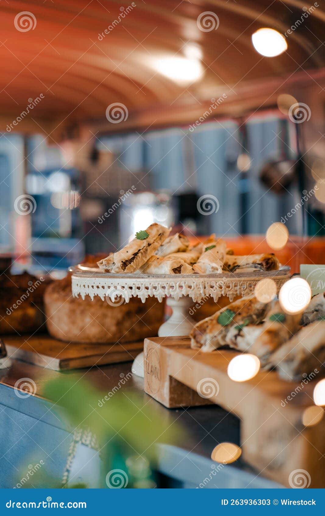 Vertical Closeup of Spring Rolls on the Tray. Stock Image - Image of ...
