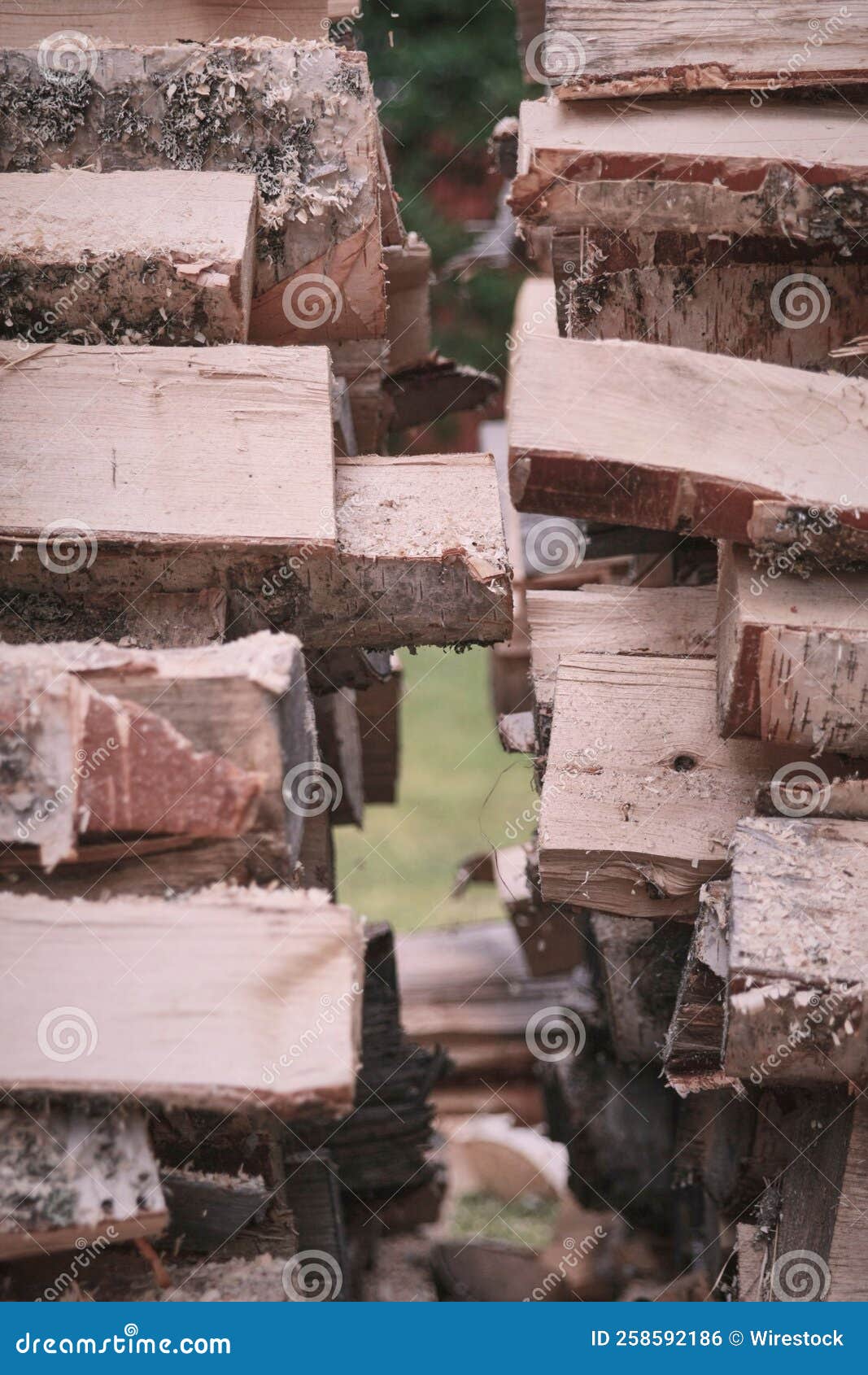 Vertical Closeup of Stack of Wooden Logs on the Side Stock Photo ...