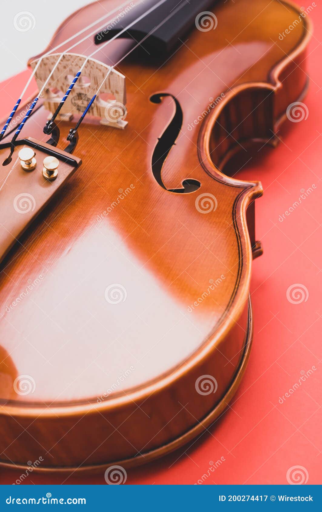 Vertical Closeup of a Violin on a Pink Background Stock Image - Image ...