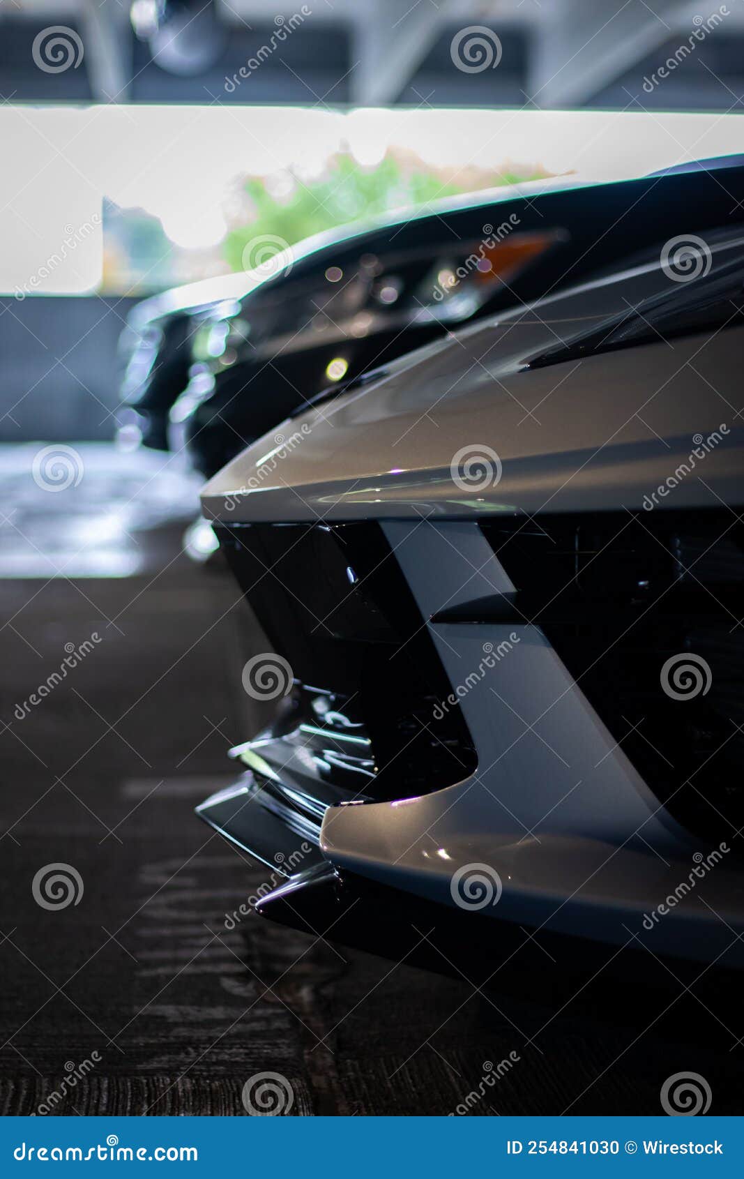 Vertical Closeup of a White Modern Car Headlights Stock Photo - Image ...