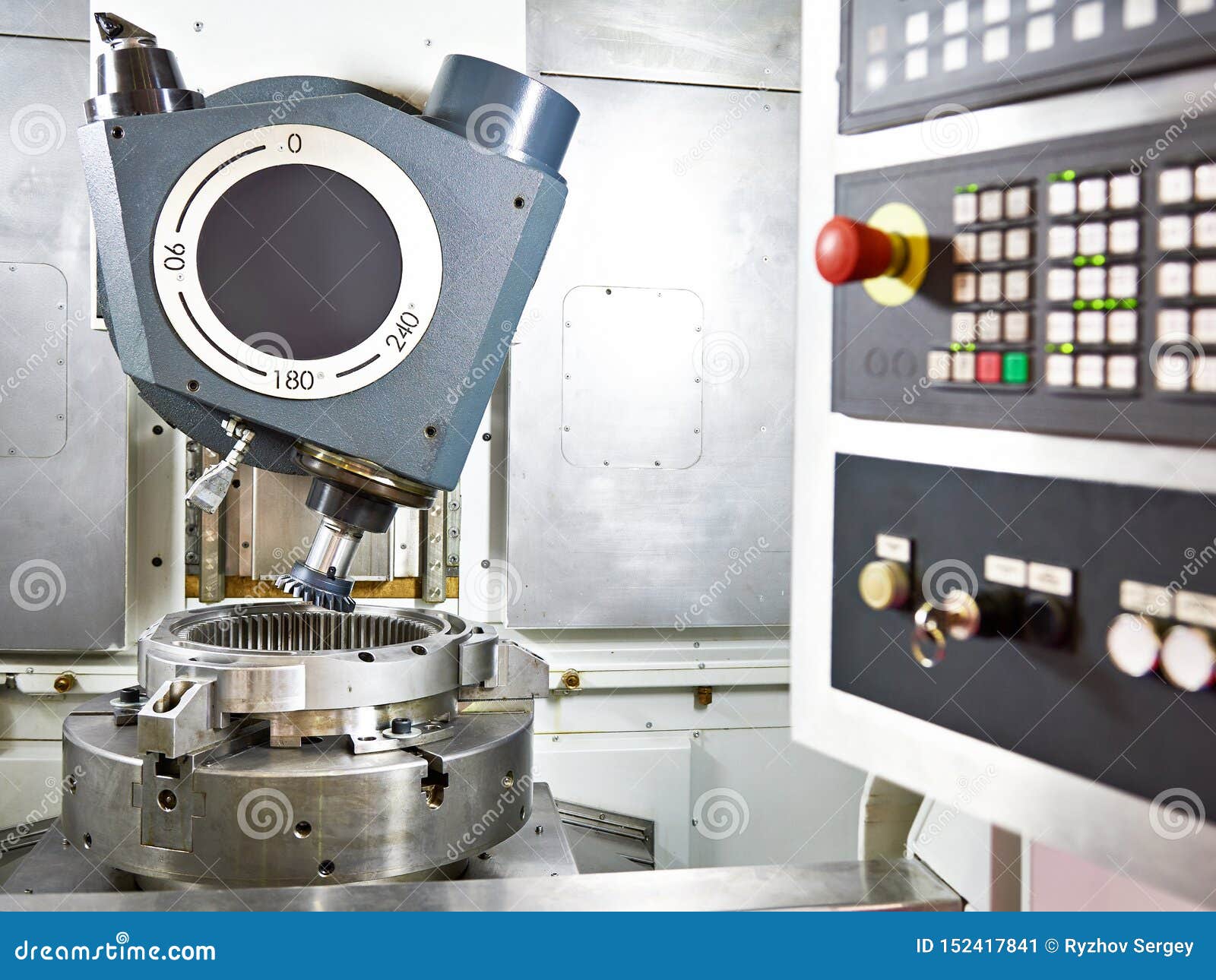Vertical CNC Turning and Milling Machine Stock Image - Image of detail ...