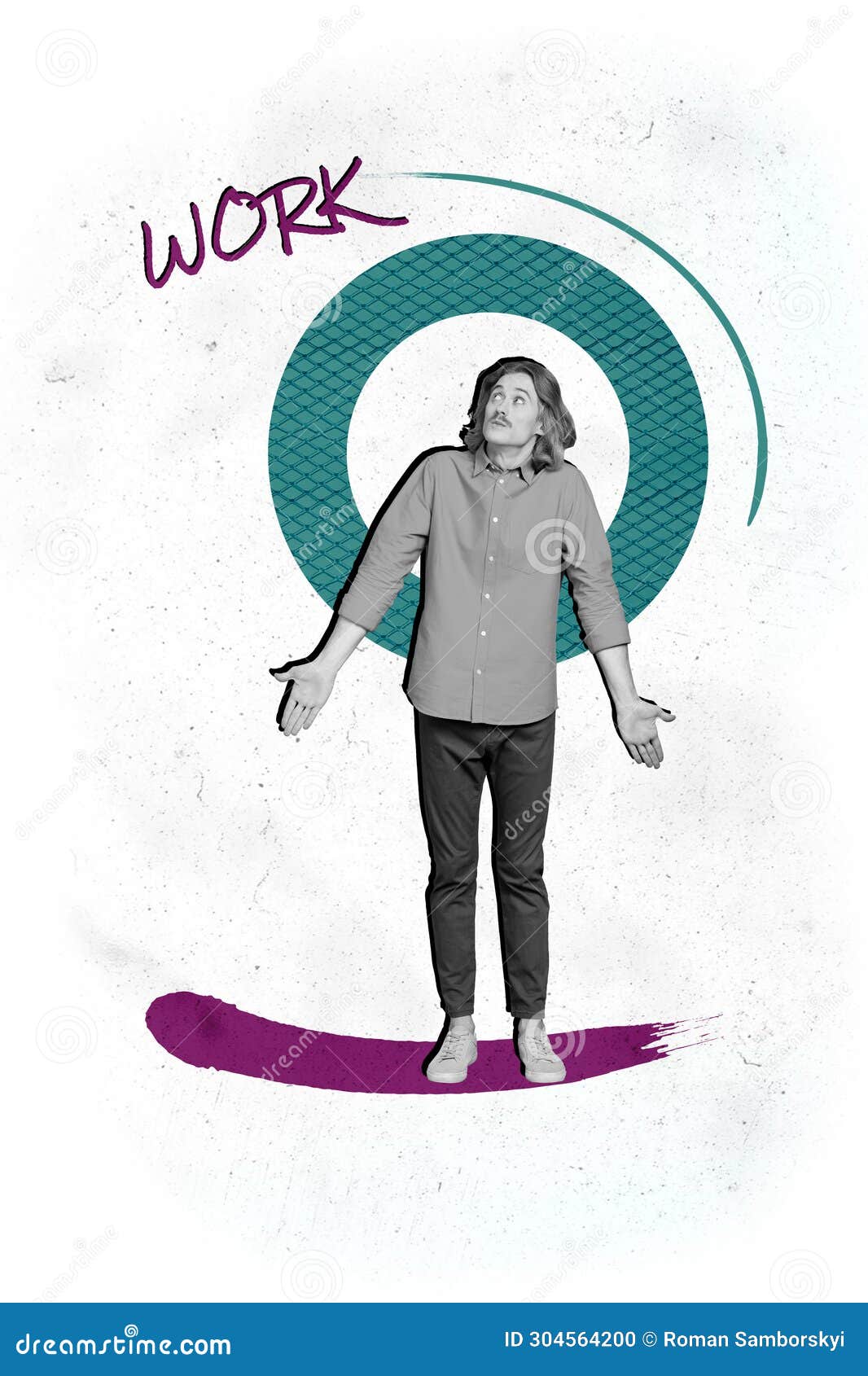 Vertical Collage Creative Poster Illustration Monochrome Effect Shocked ...