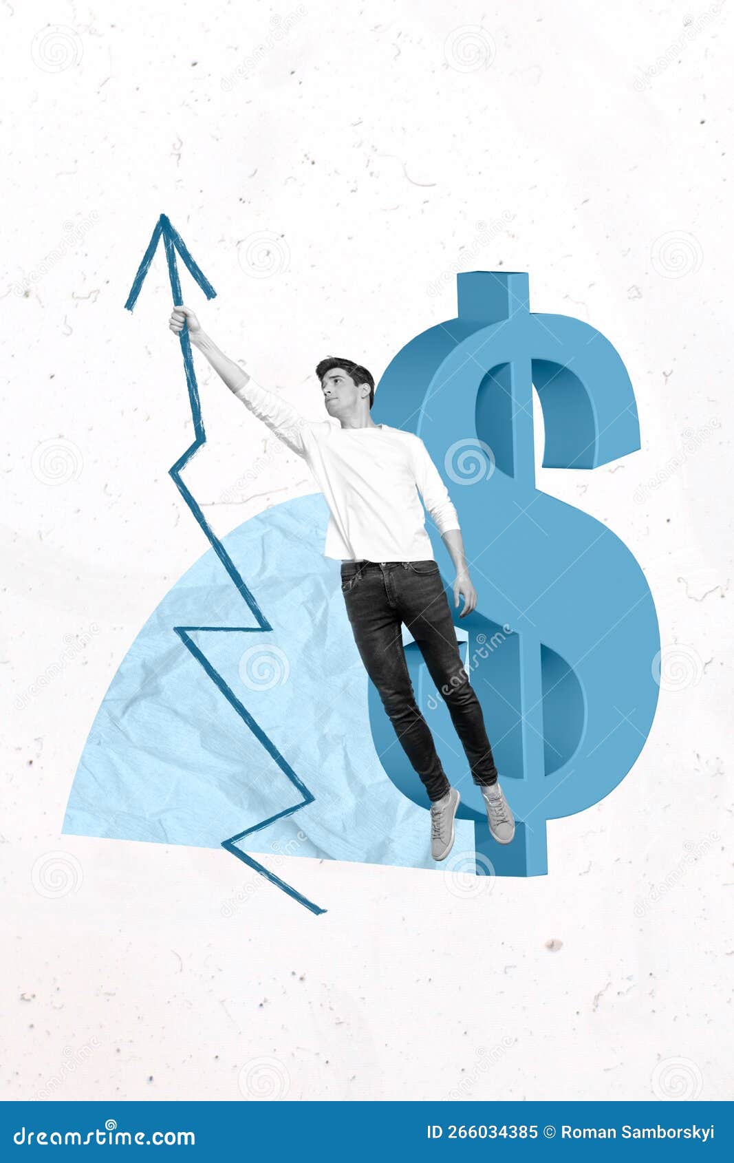 Vertical Collage Image of Determined Mini Black White Effect Guy Hand ...