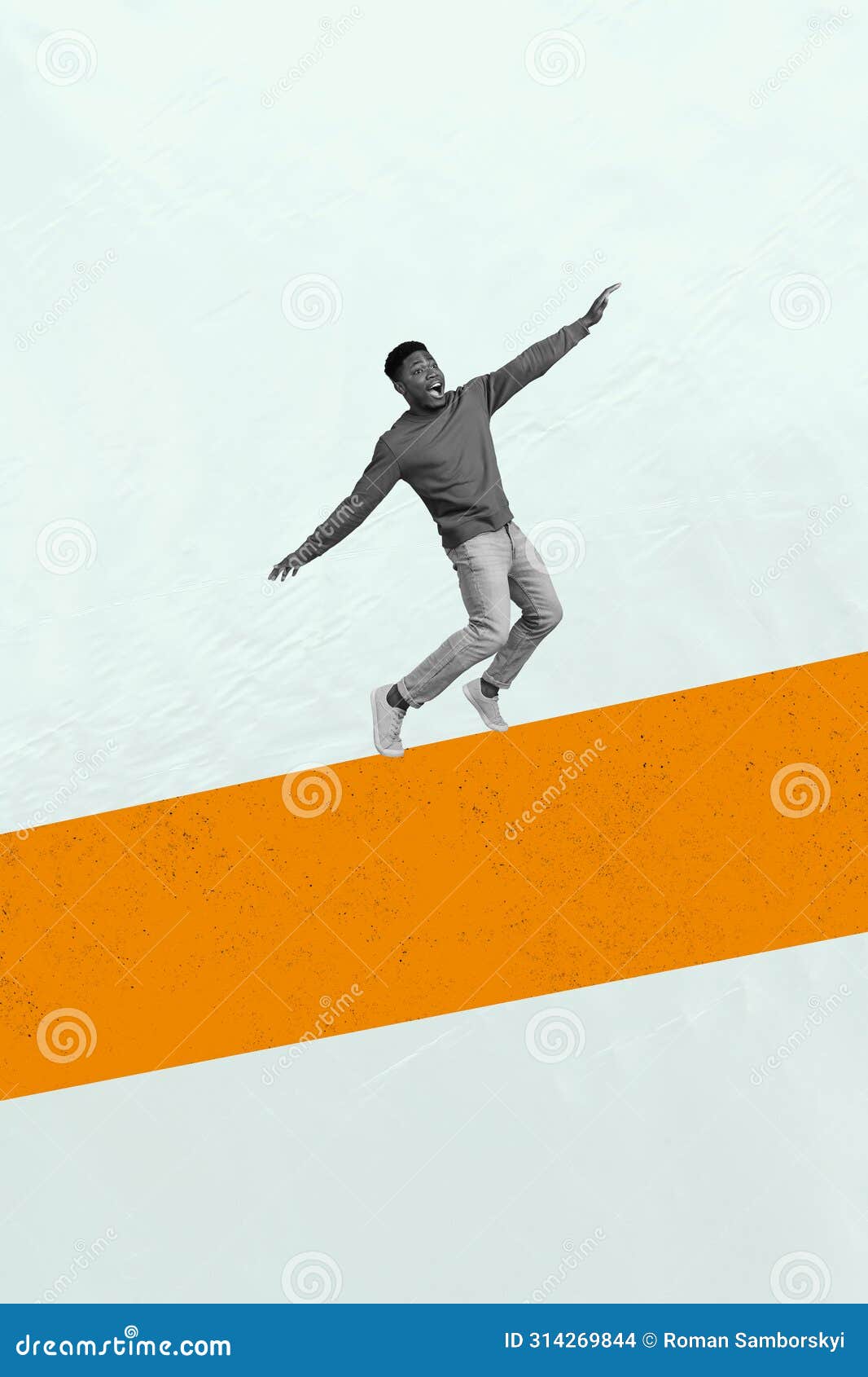 Vertical Collage Image of Impressed Speechless Black White Effect Guy ...