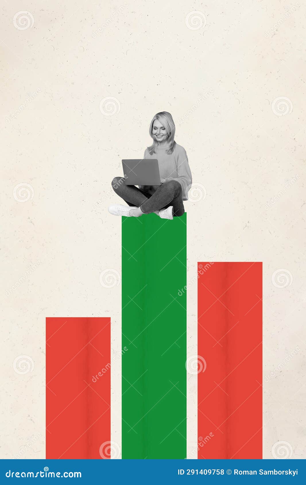 Vertical Collage Image of Successful Hardworking Lady Working ...