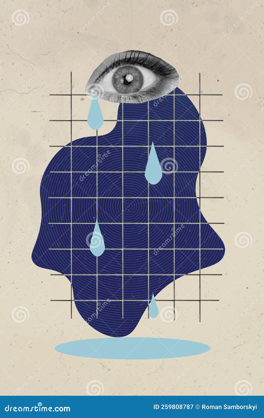 Vertical Collage Picture of Human Eye Black White Effect Crying ...