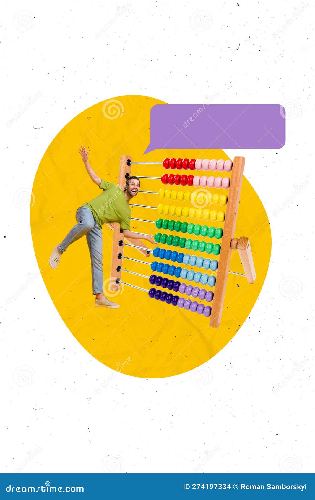 Vertical Collage Picture of Mini Excited Guy Big Abacus Bead Calculator ...