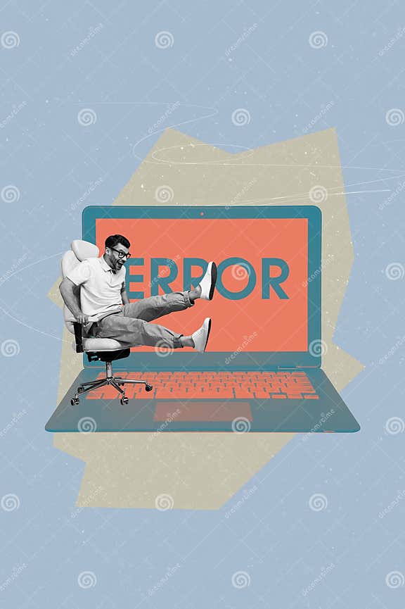 Vertical Collage Poster Young Crazy Man Laptop Programmer Software ...