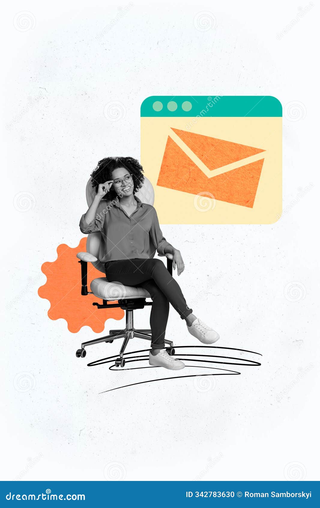 Vertical Collage Young Office Worker Job Mail Correspondence Internet ...