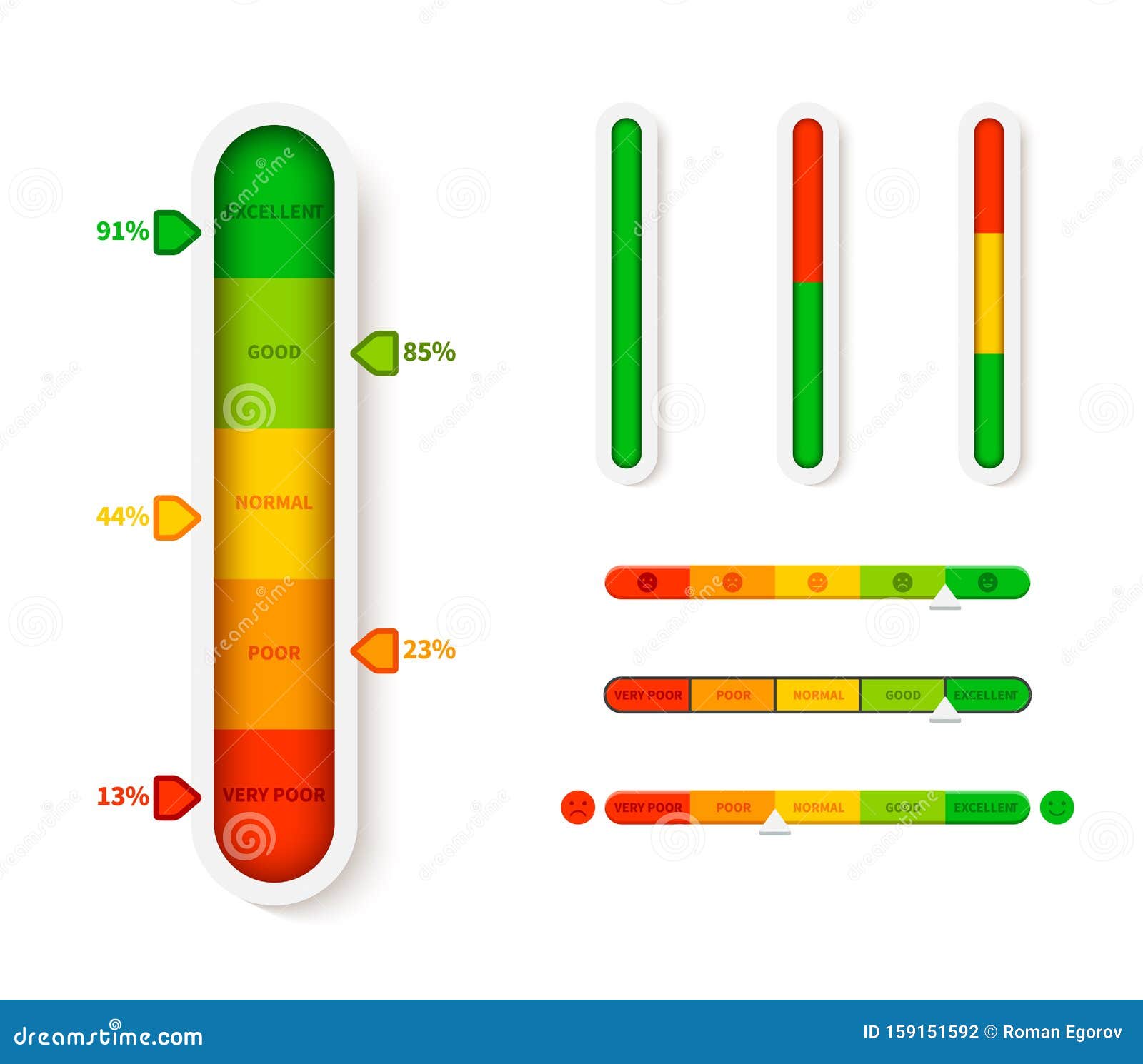 Vertical Color Level Indicator. Progress Bar Template Stock Vector ... Vertical Color Level Indicator. Progress Bar Template Stock Vector ...