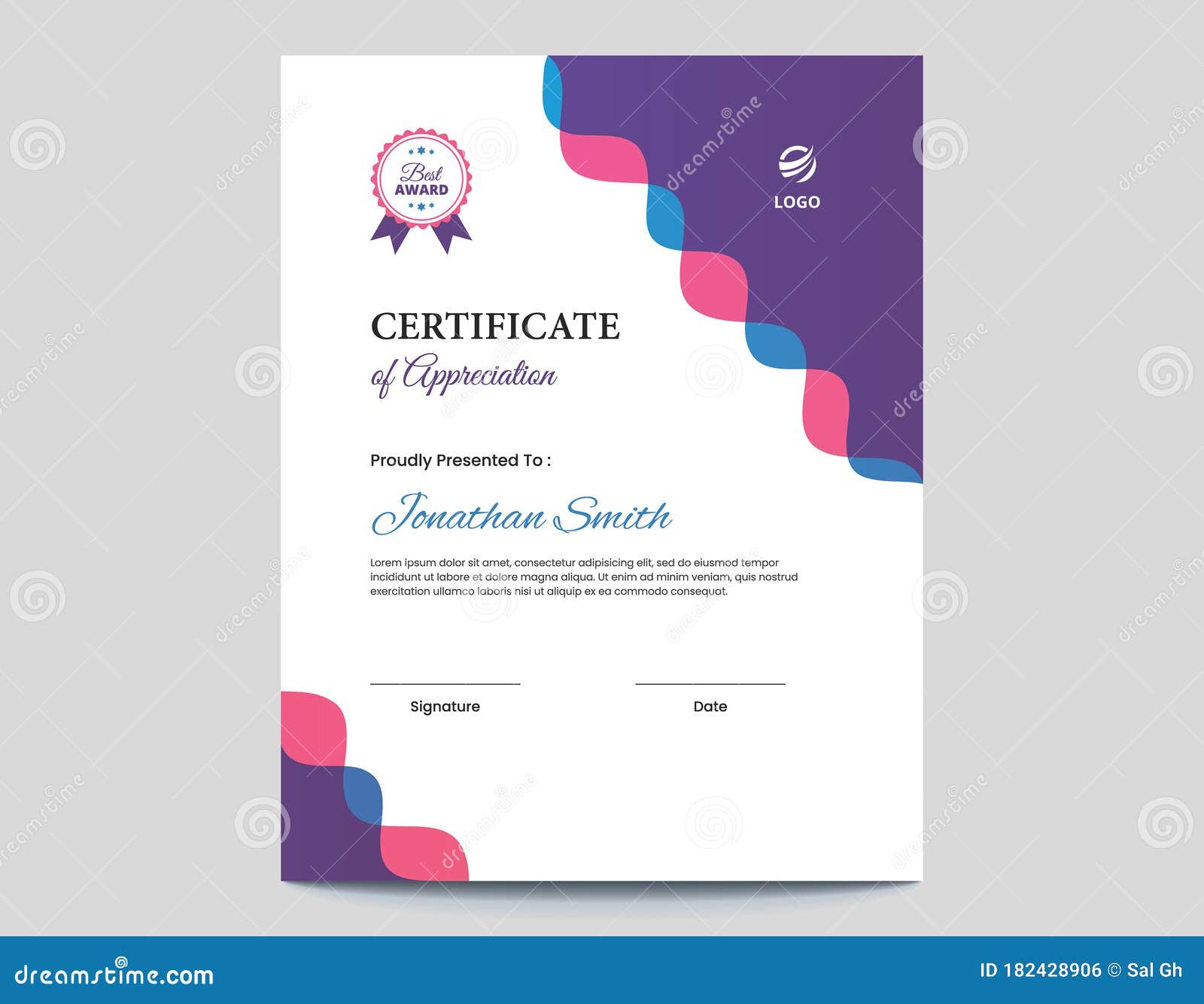 Vertical Colored Green Geometric Shapes Certificate Design Vector ...