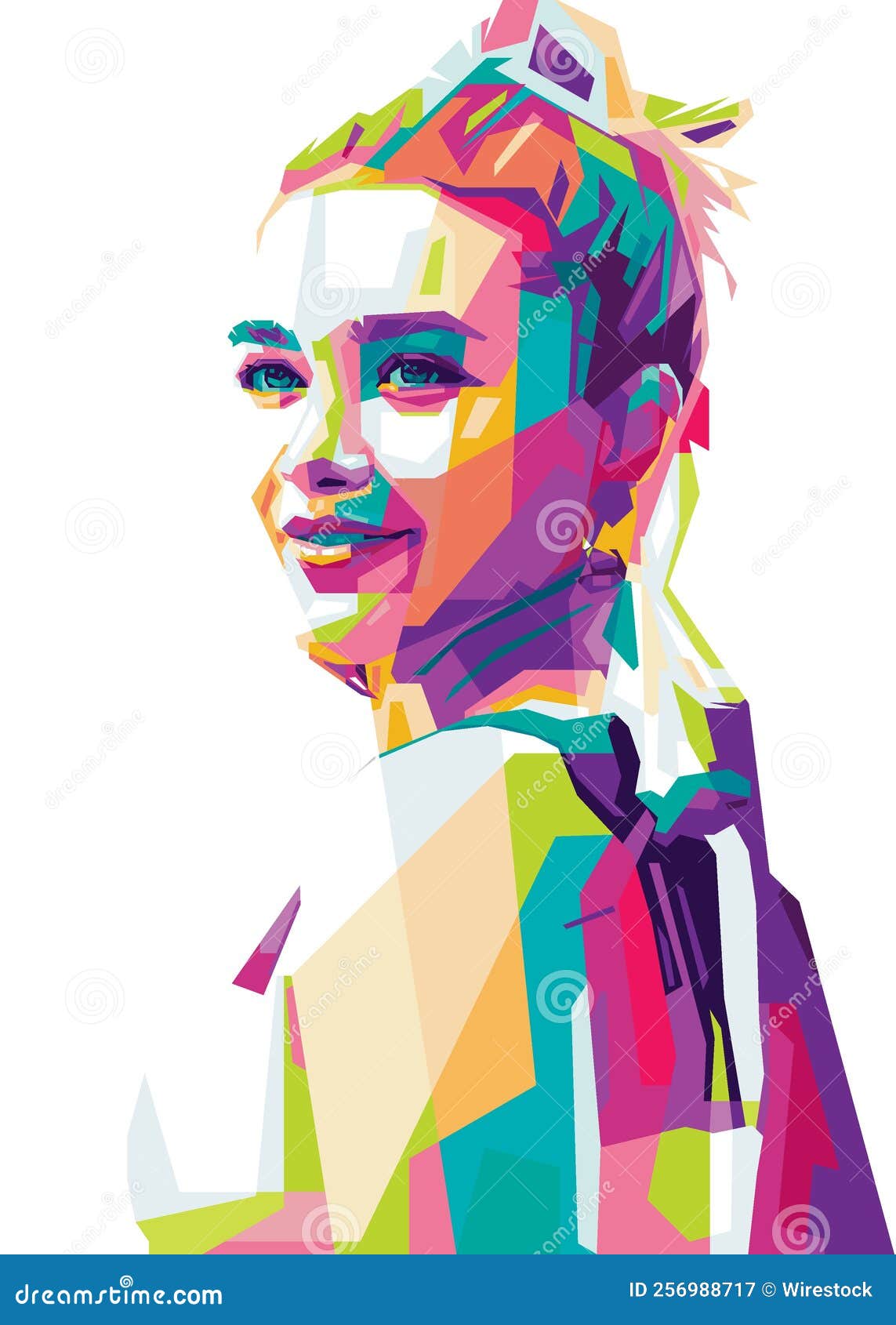 Vertical Colorful Illustrated Portrait of Florence Pugh Editorial ...
