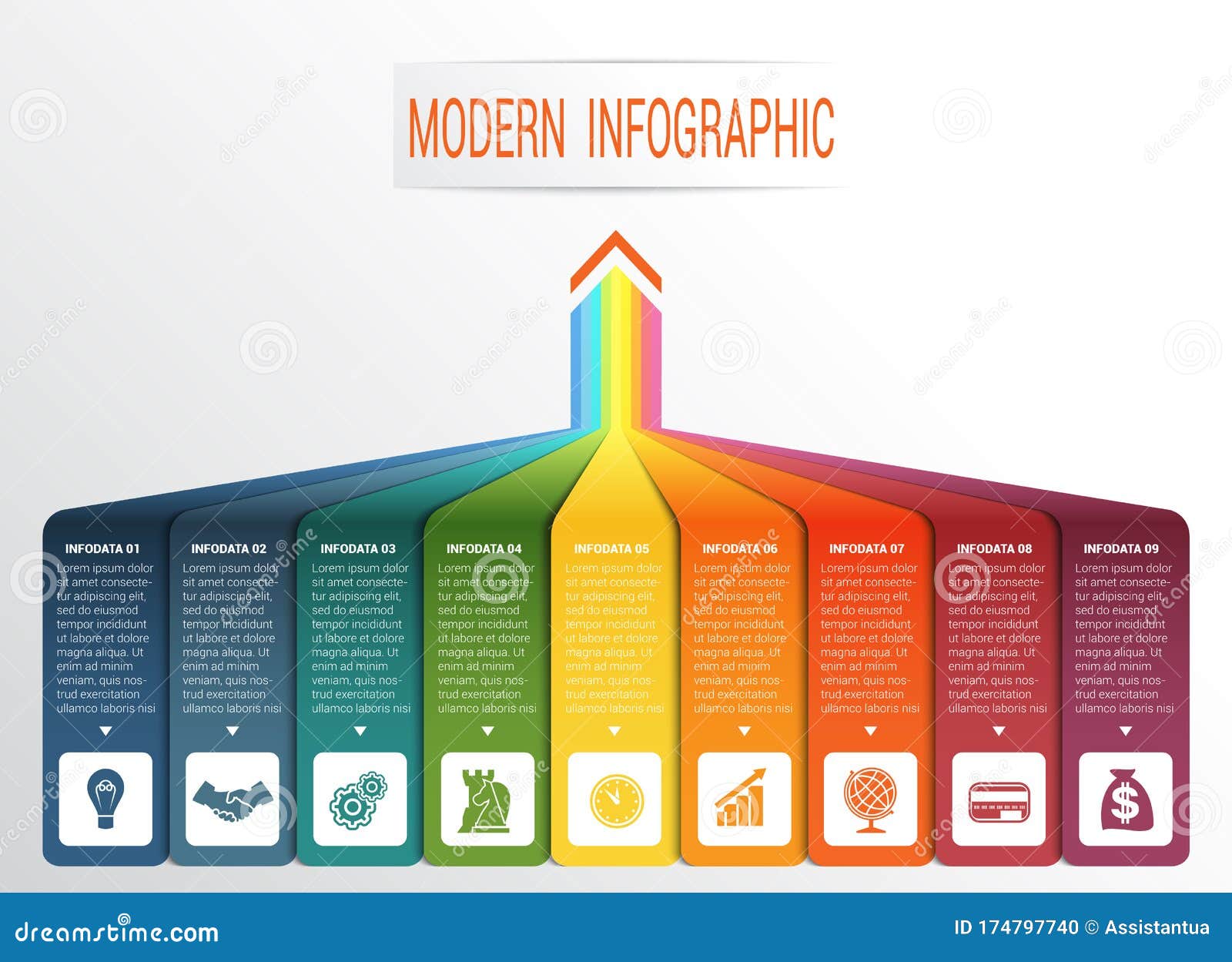Vertical Colourful Strips with Prospect and Shade. Vector Template ...