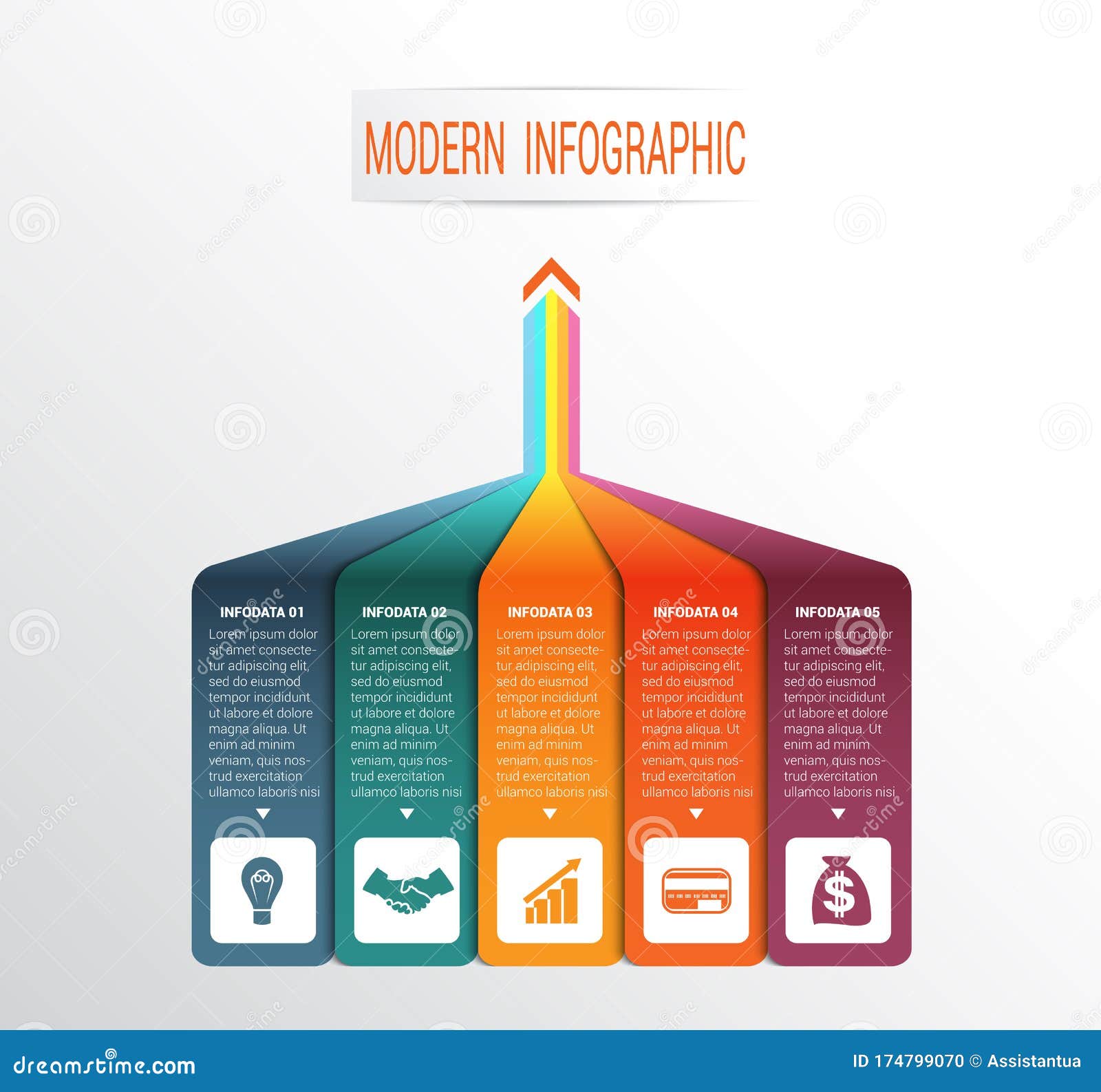 Vertical Colourful Strips with Prospect and Shade. Vector Template ...