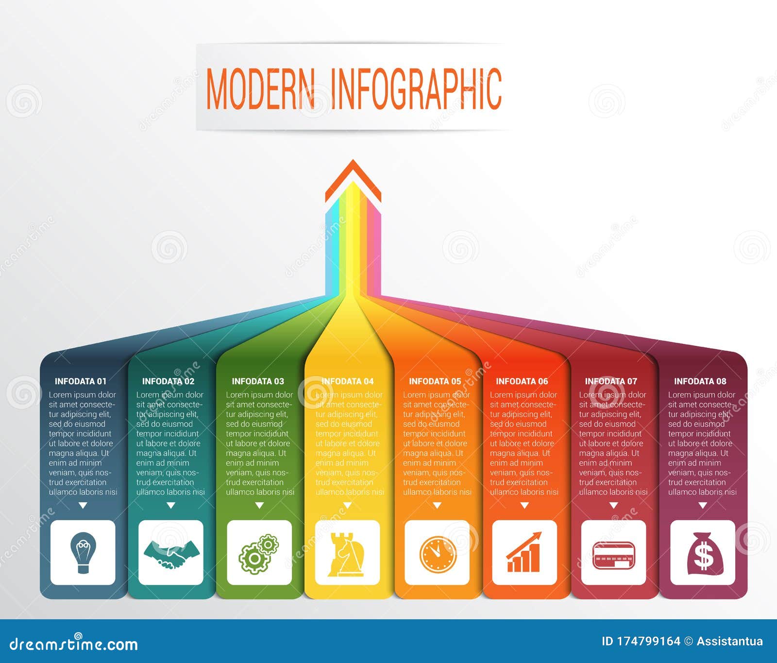 Vertical Colourful Strips with Prospect and Shade. Vector Template ...