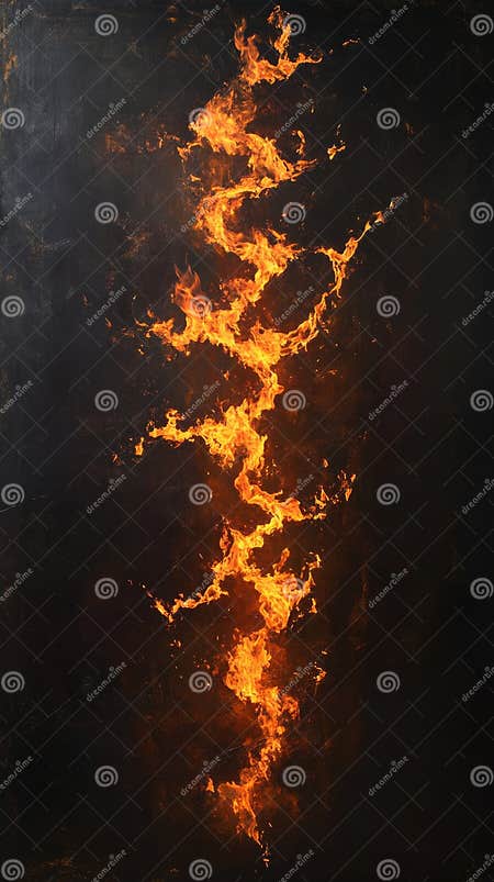 Vertical Column of Fire Against Dark Background, Energy Concept Stock ...