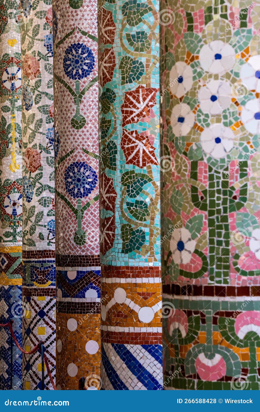 Vertical of Columns Covered with Mosaic Tiles Stock Photo - Image of ...