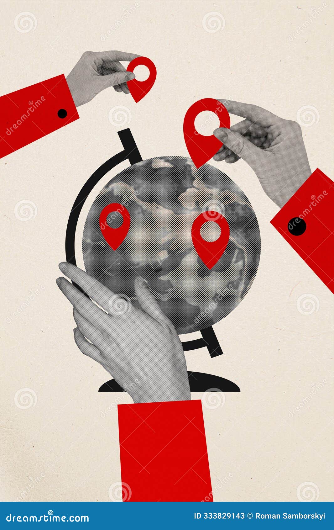 Vertical Composite Artwork Collage Image Picture of Arms Hold Location ...