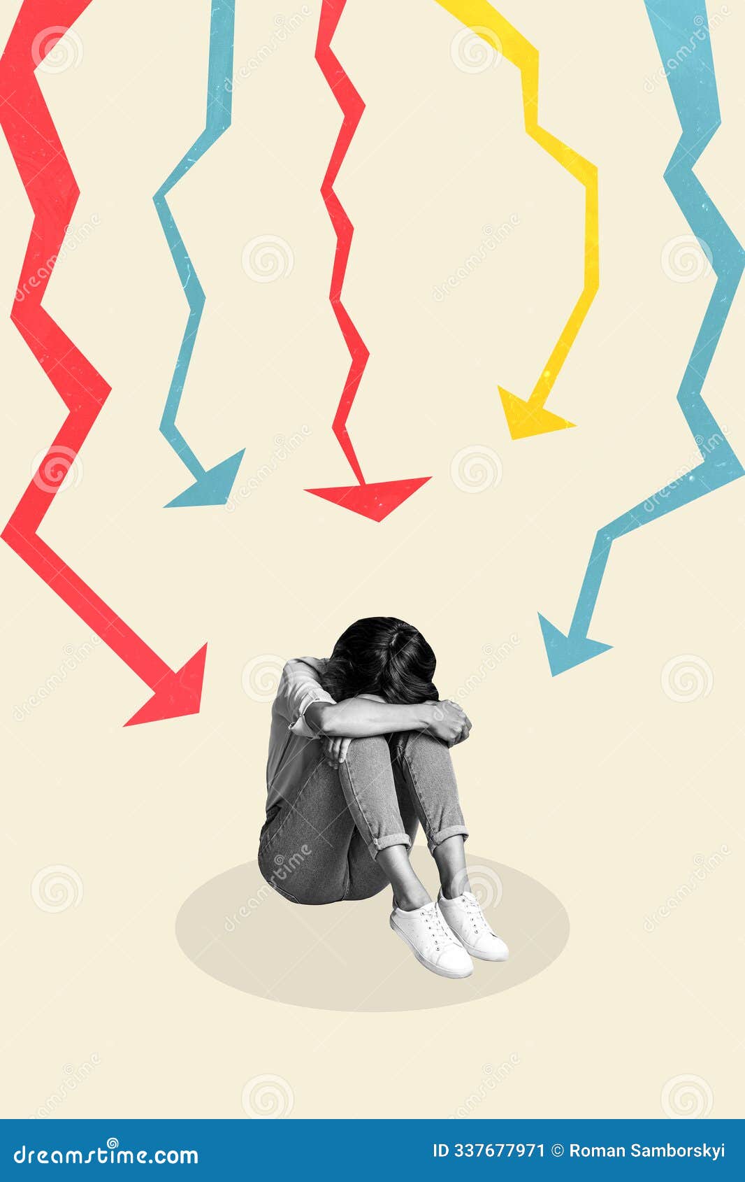 Vertical Composite Artwork Collage Image Picture of Arrows Down Mini ...