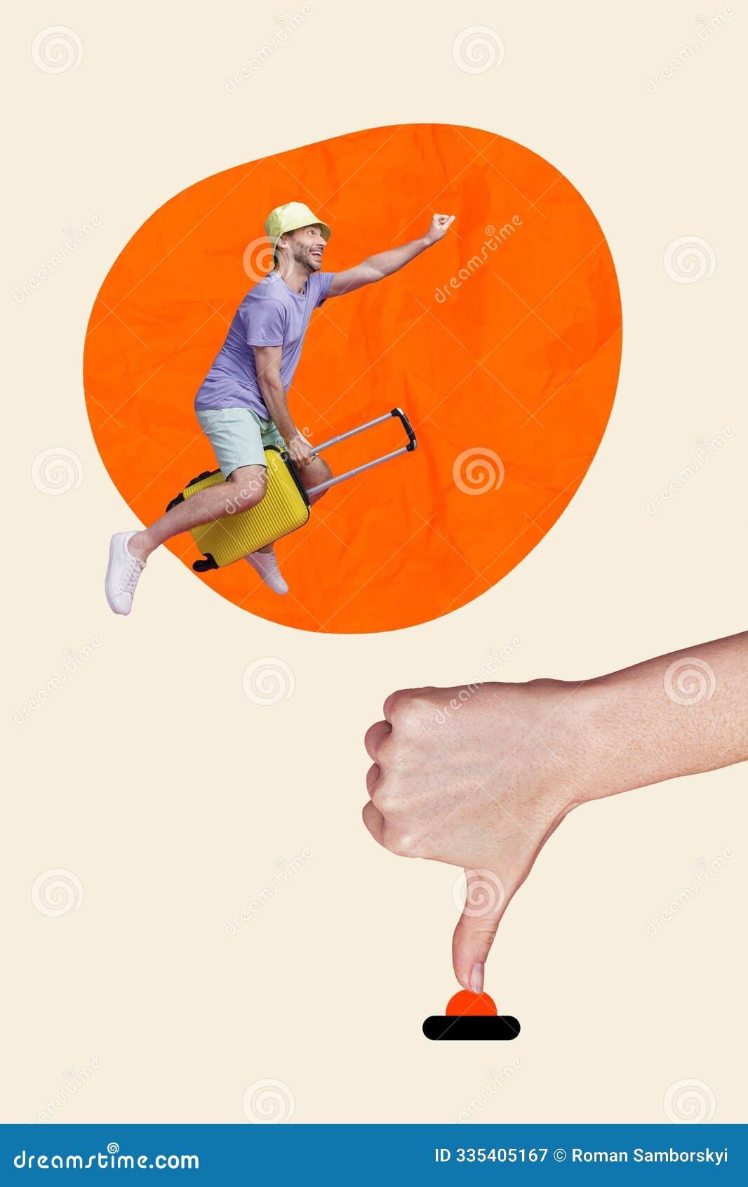 Vertical Composite Artwork Collage Image Picture of Big Arm Thumb Press ...