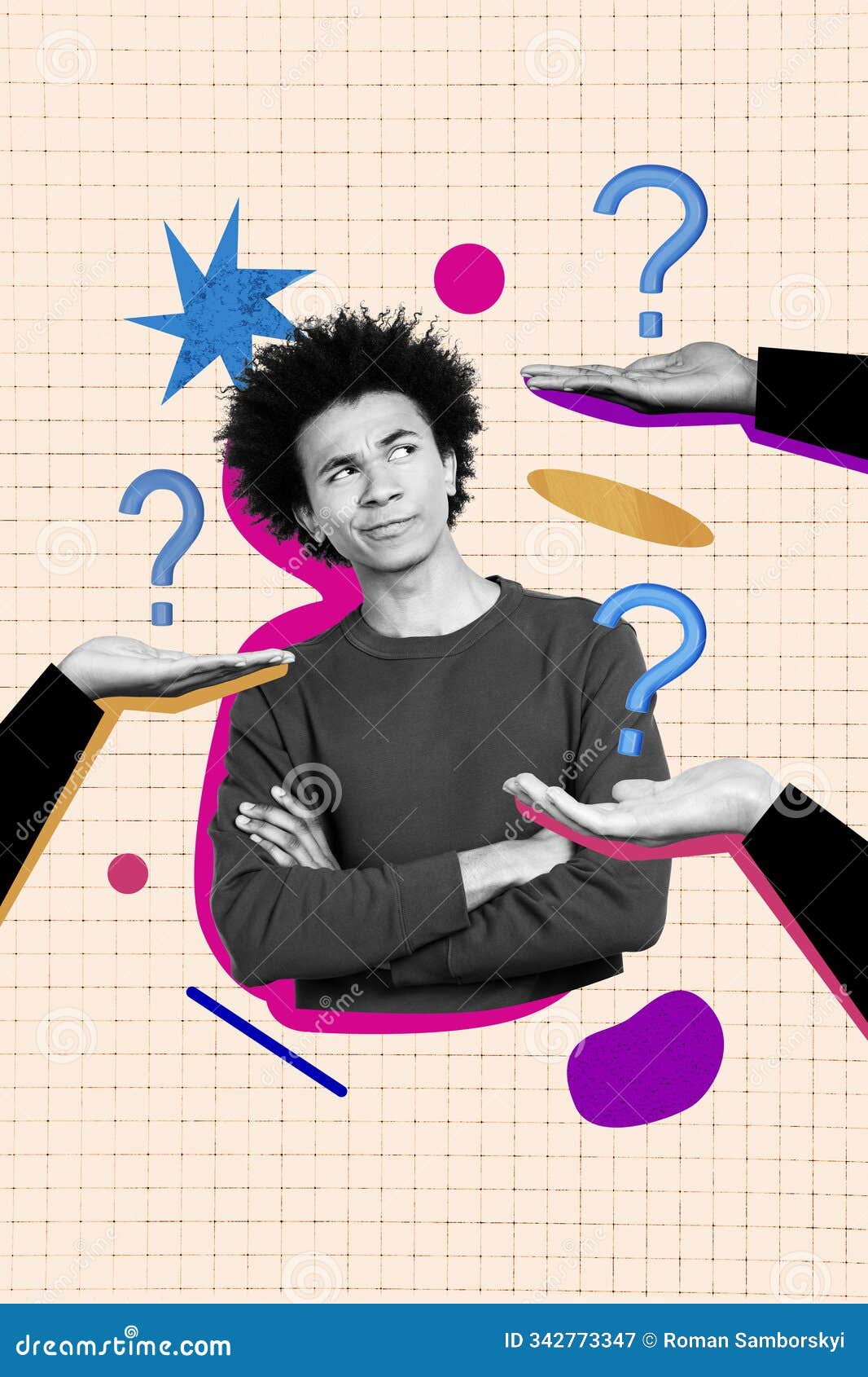 Vertical Composite Artwork Collage Image Picture of Minded Guy Arms ...