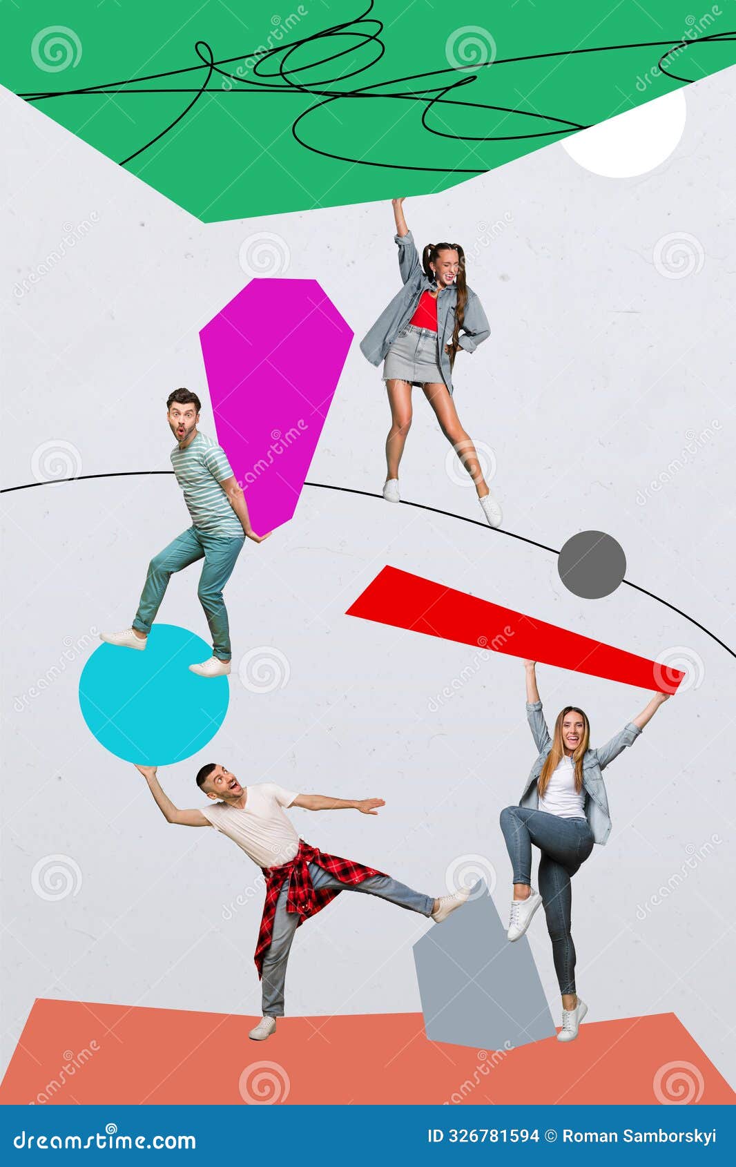 Vertical Composite Artwork Collage Image Picture of Mini People Dance ...