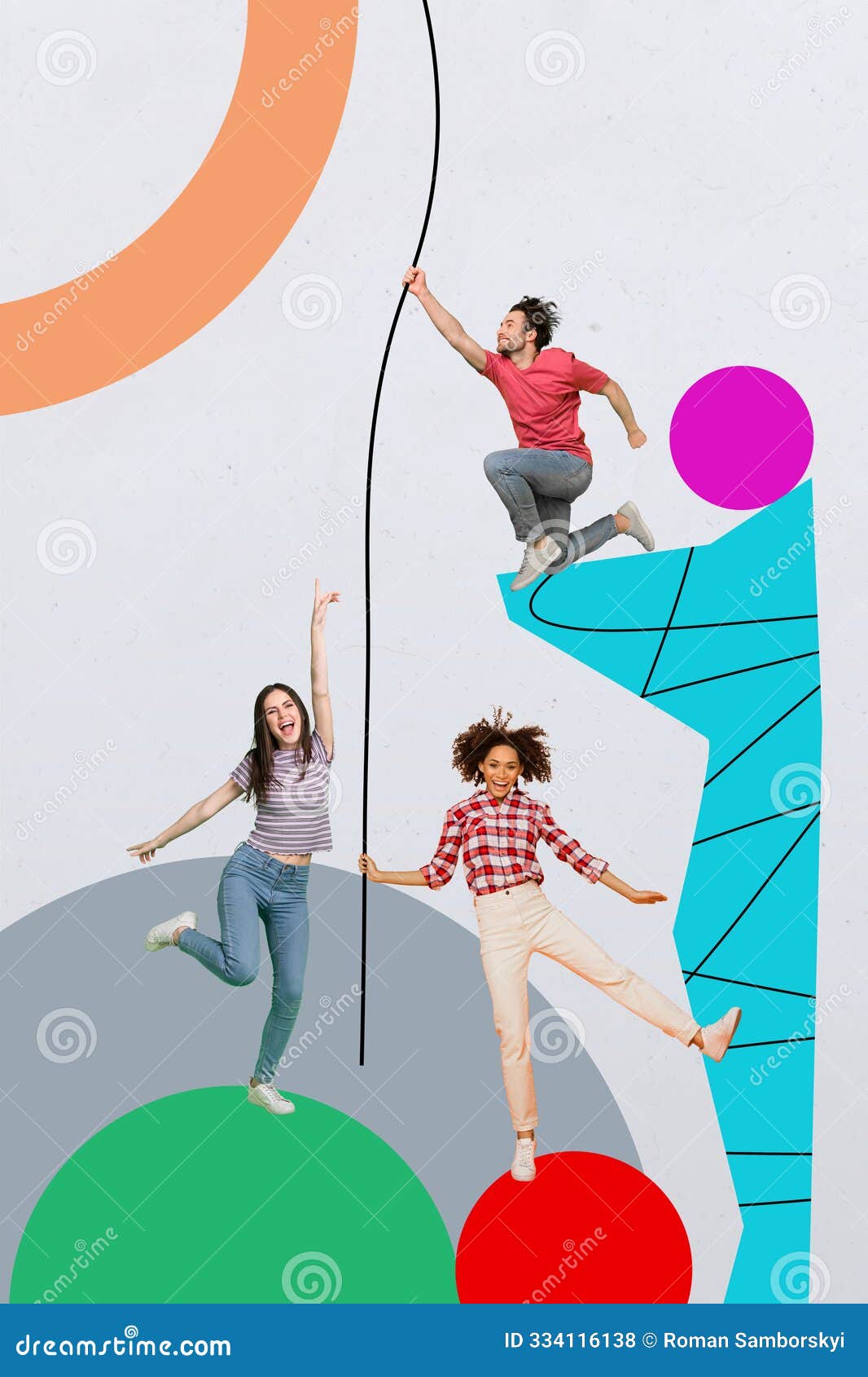 Vertical Composite Artwork Collage Image Picture of Mini People Dance ...