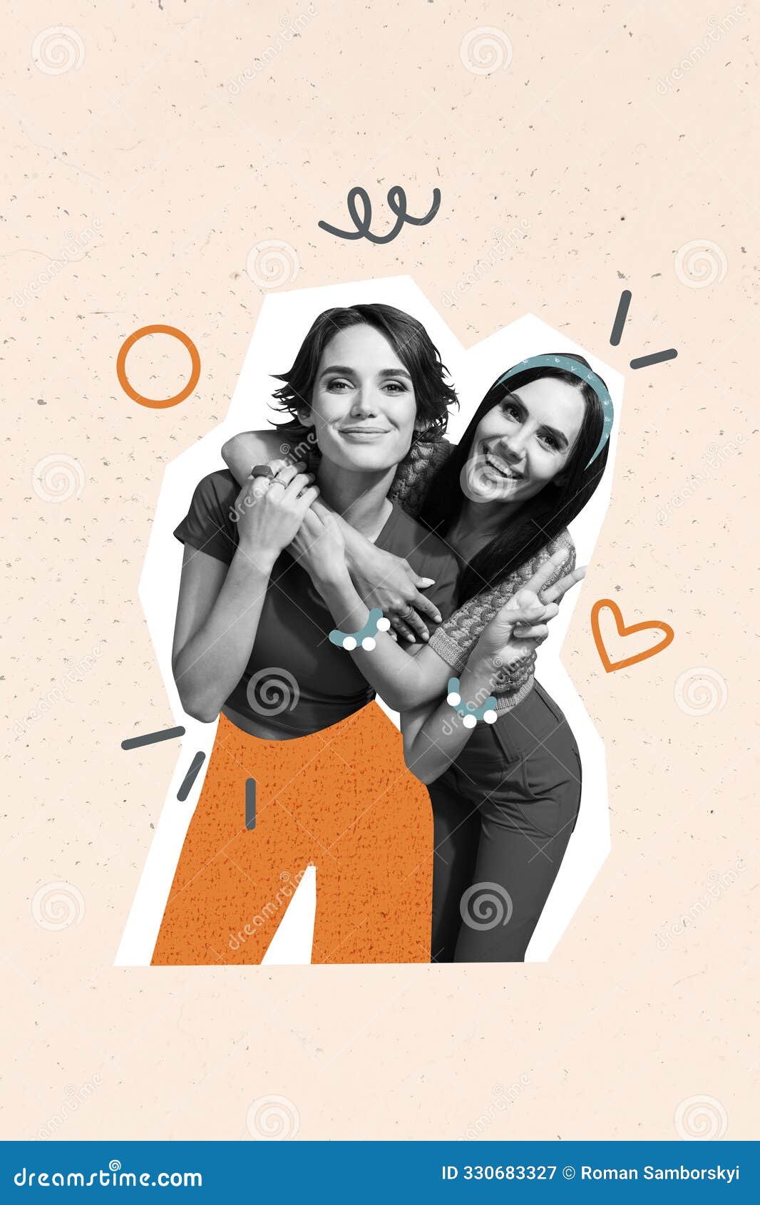 Artwork Collage Illustration Of Relationships On Distance Young Couple ...