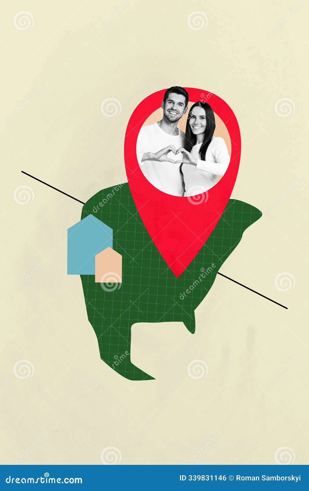 Vertical Composite Artwork Collage Image Picture of Two Partners Show ...