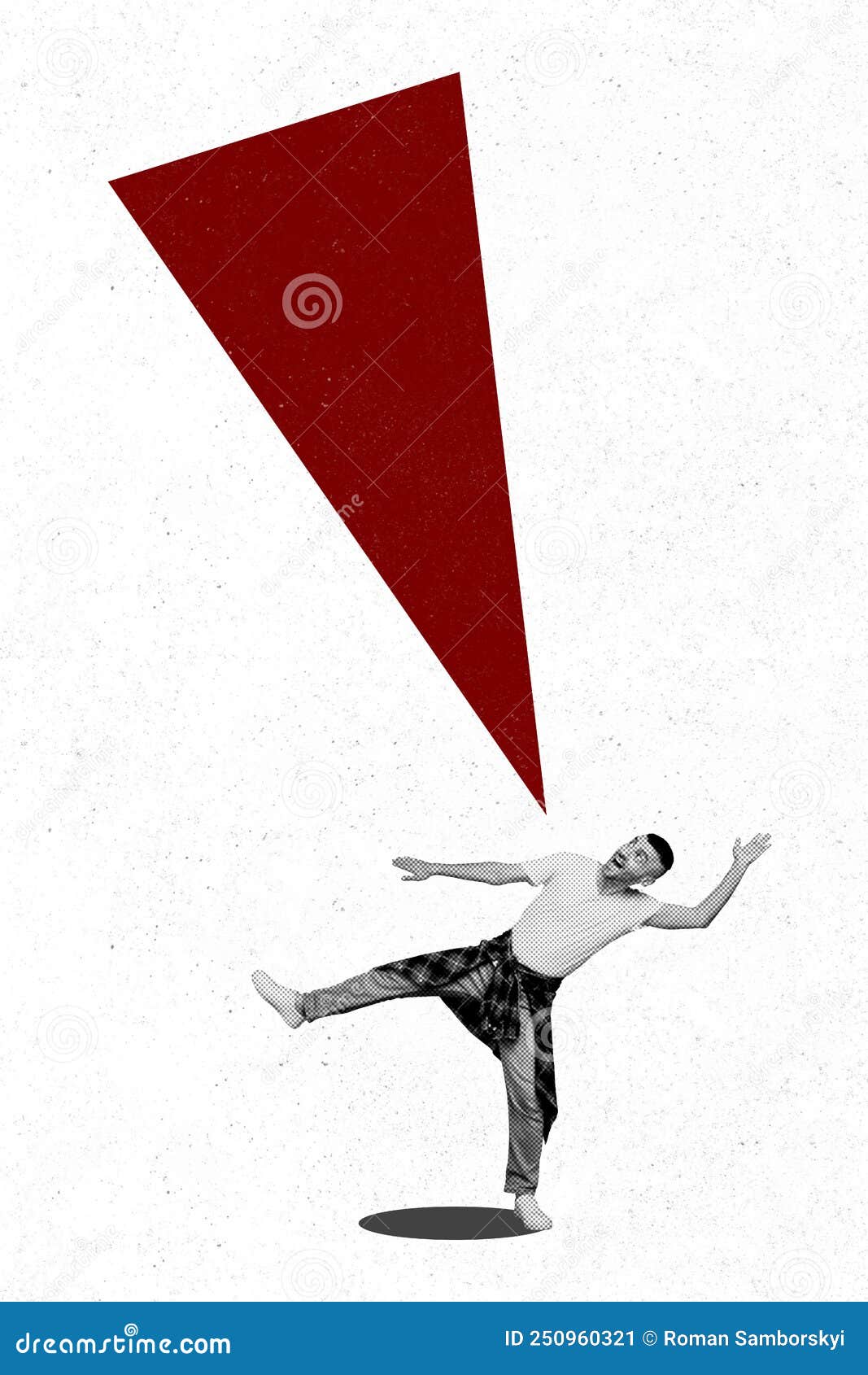 Vertical Composite Collage Image of Horrified Guy Black White Colors ...