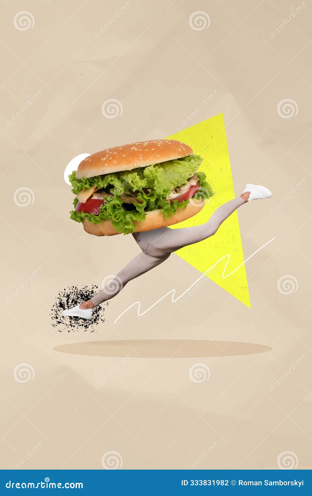 Vertical Composite Collage Image Picture of Mini Girl Legs Burger ... Vertical Composite Collage Image Picture of Mini Girl Legs Burger ...