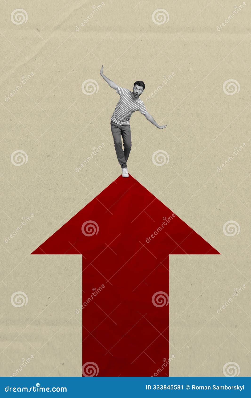 Vertical Composite Collage Image Picture of Mini Guy Balancing Huge ...