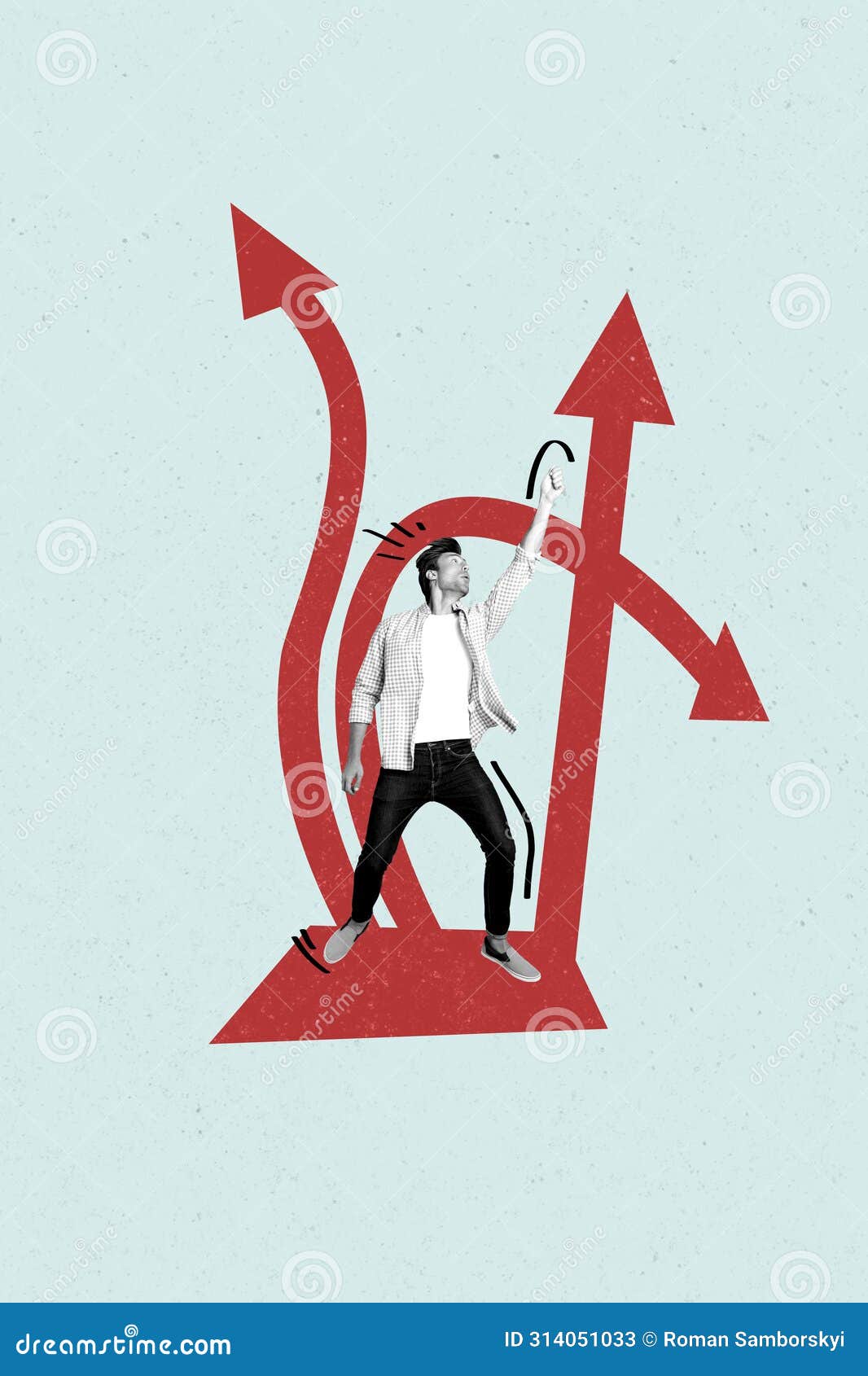 Vertical Composite Collage Picture of Impressed Black White Effect Guy ...