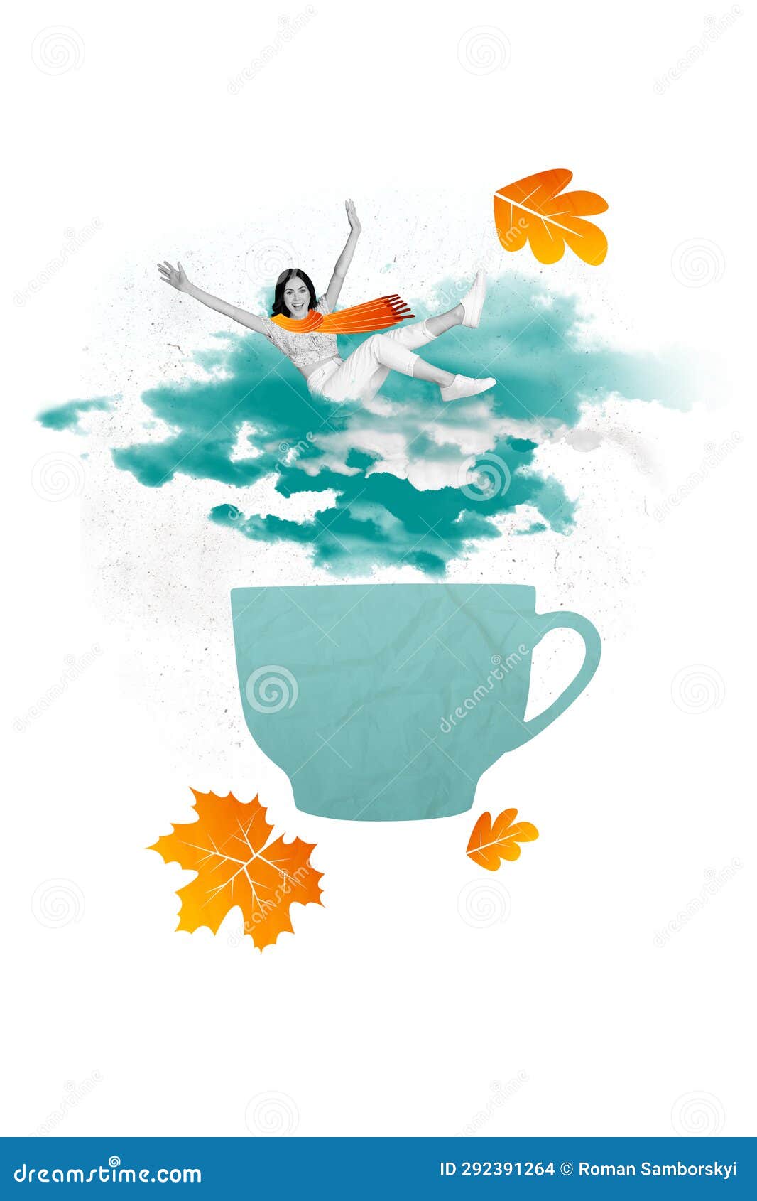 Vertical Composite Creative Photo Collage Of Funny Carefree Woman