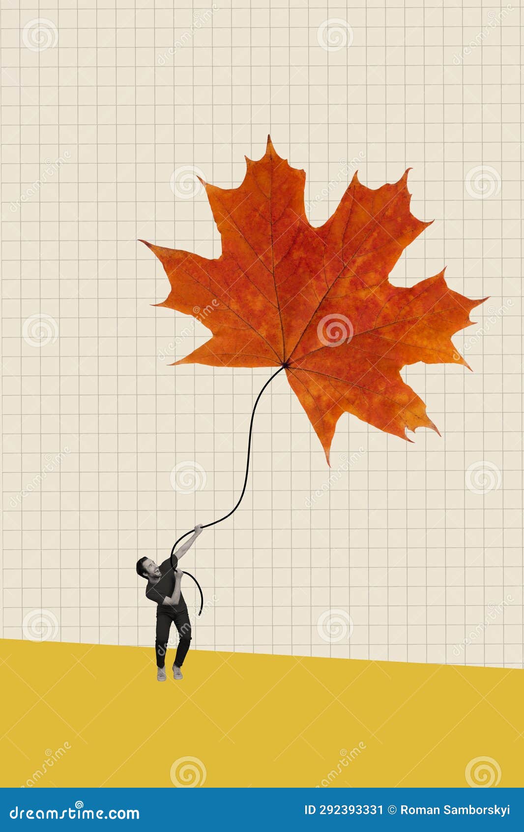 Vertical Composite Creative Visual Photo Collage of Excited Man Hold ...