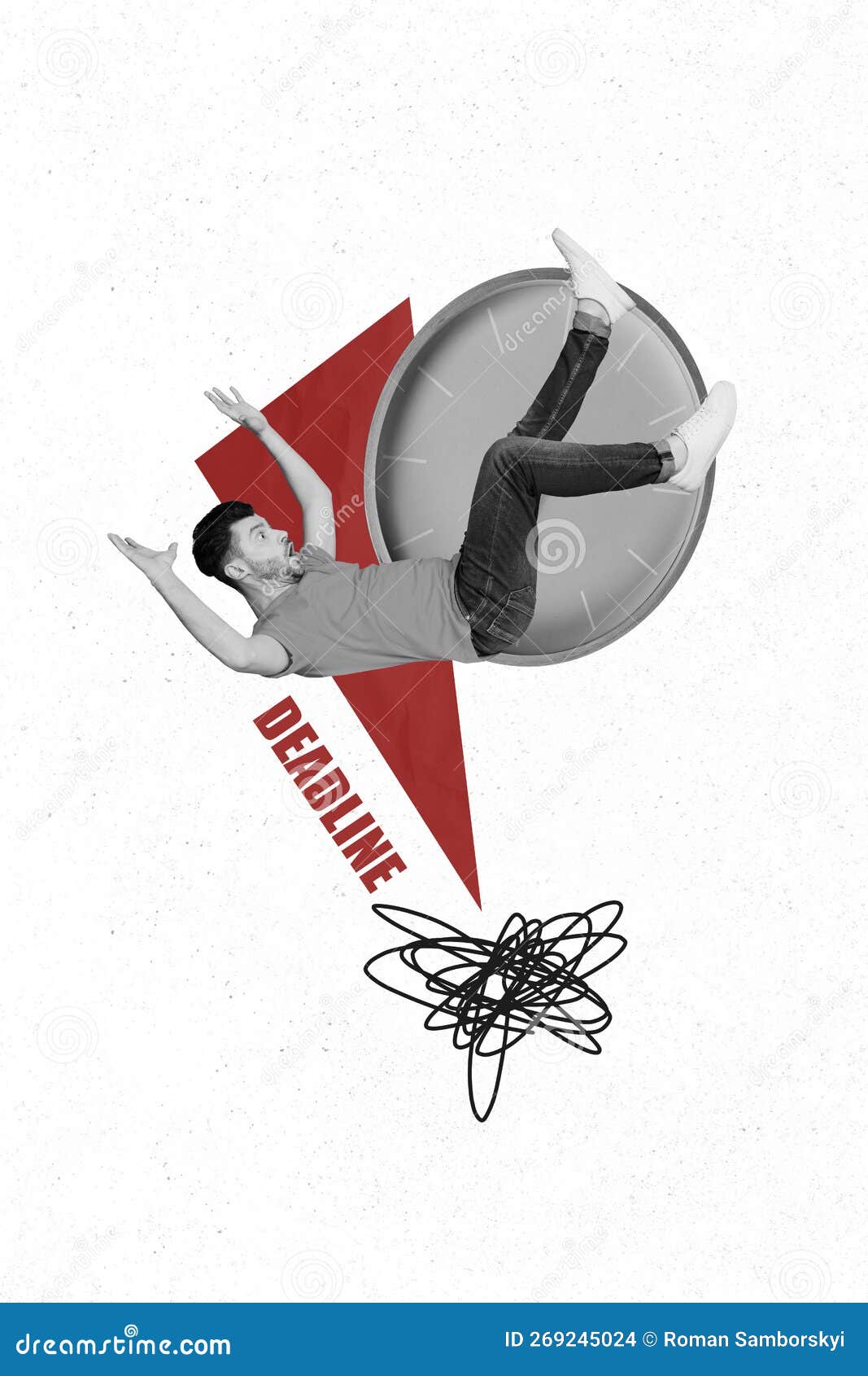 Vertical Composite Photo Design of Terrified Stressed Handsome Guy ...