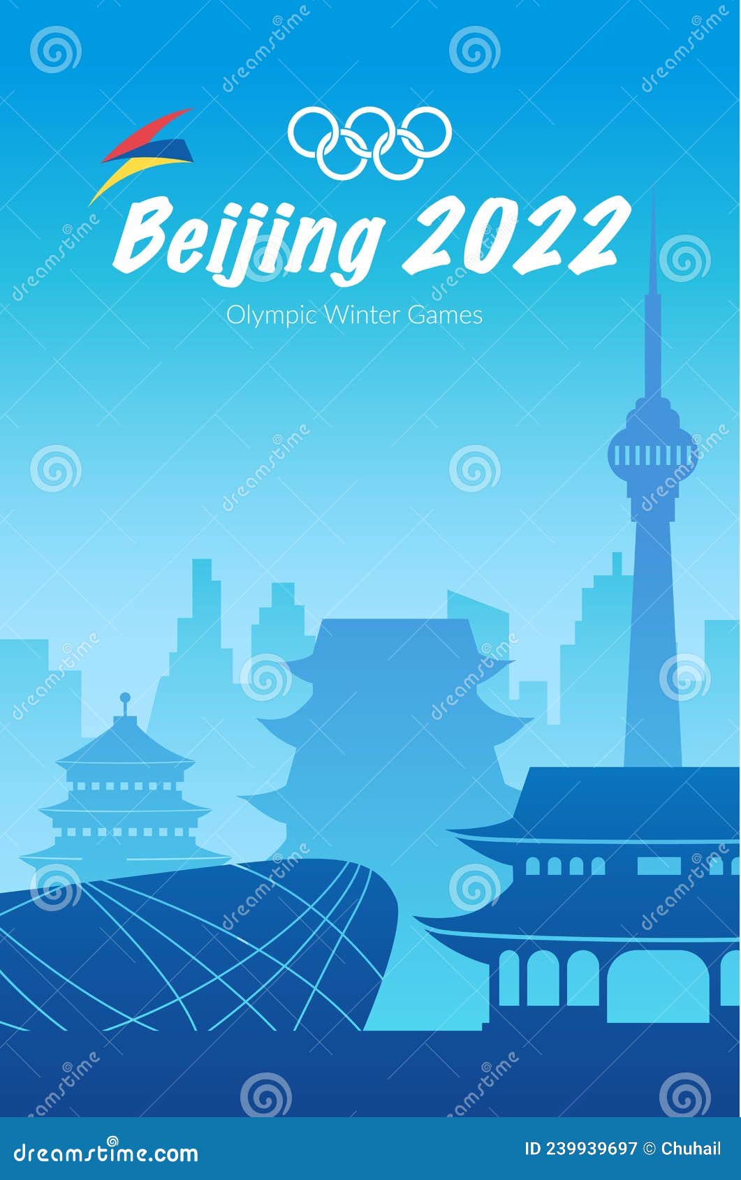 Beijing China City View and 2022 Olympics Text. Editorial Photography ...